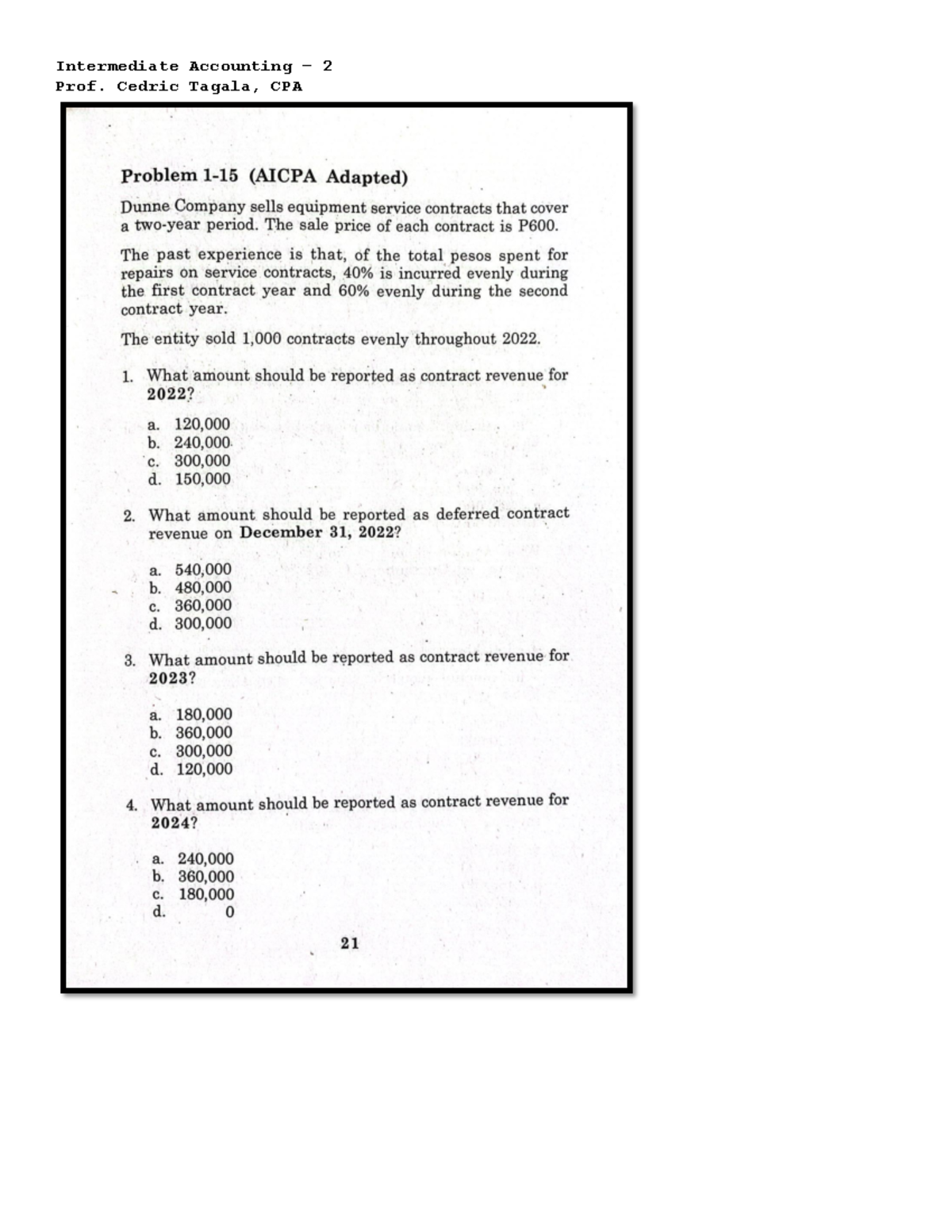 W5-IA2-Homework - Home work - Intermediate Accounting – 2 Prof. Cedric ...