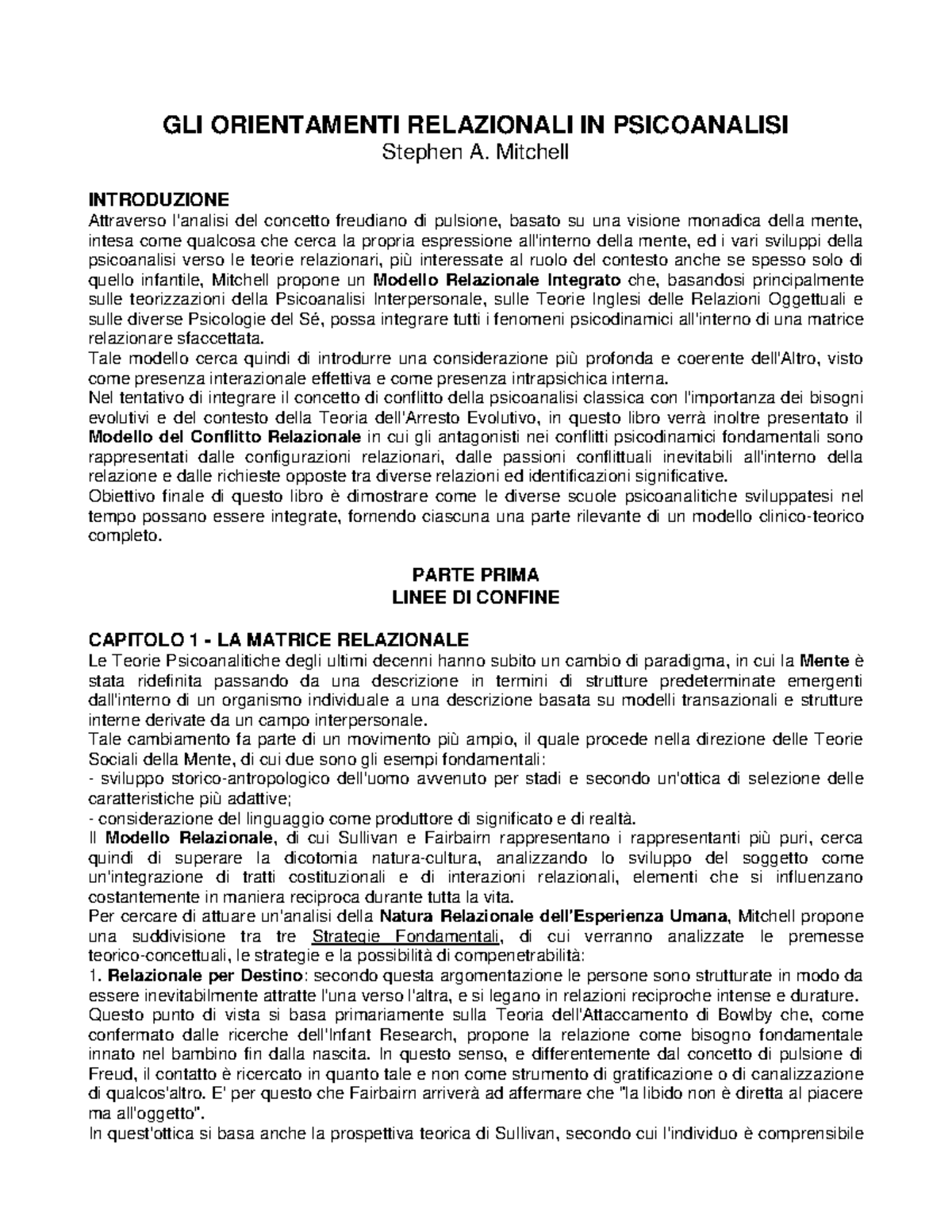 Gli Orientamenti Relazionali in Psicoanalisi - GLI ORIENTAMENTI ...