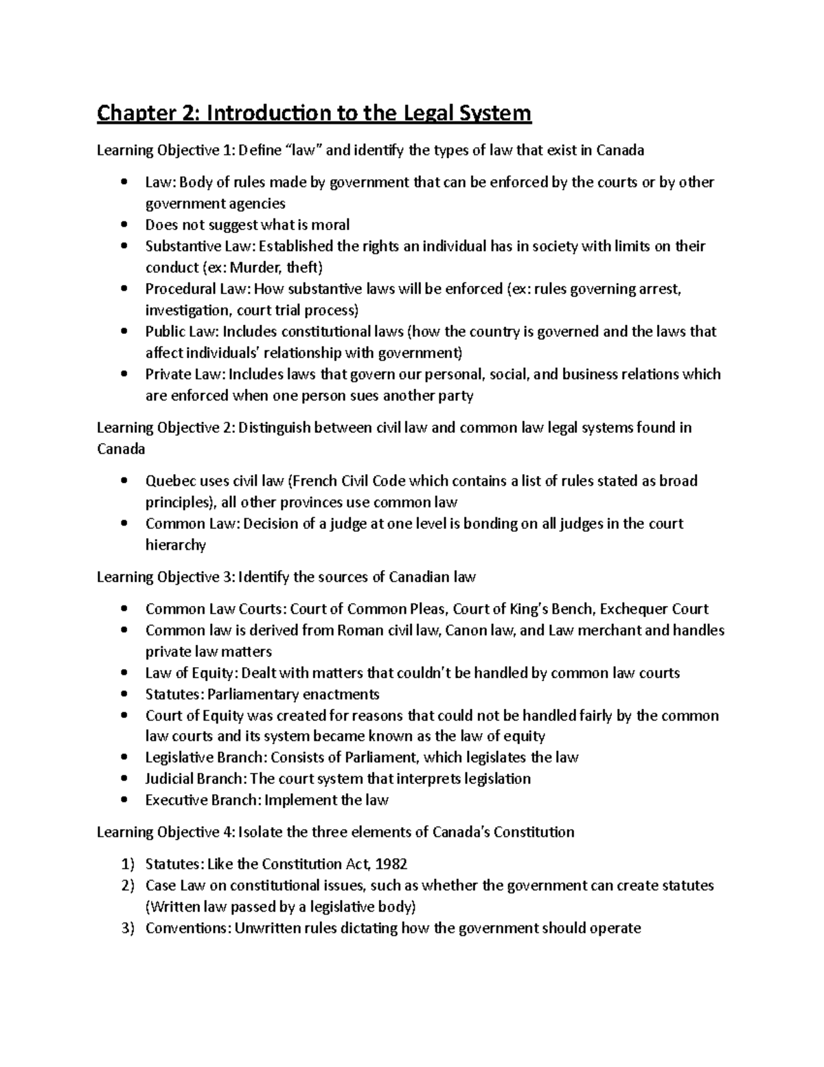 BLAW Chapter 2 Notes - Chapter 2: Introduction to the Legal System ...