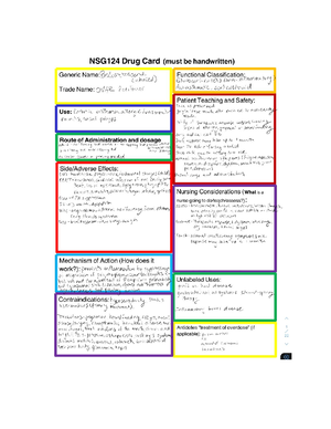 Diazepam drug card - drug card - NSG124 Drug Card (must be handwritten ...