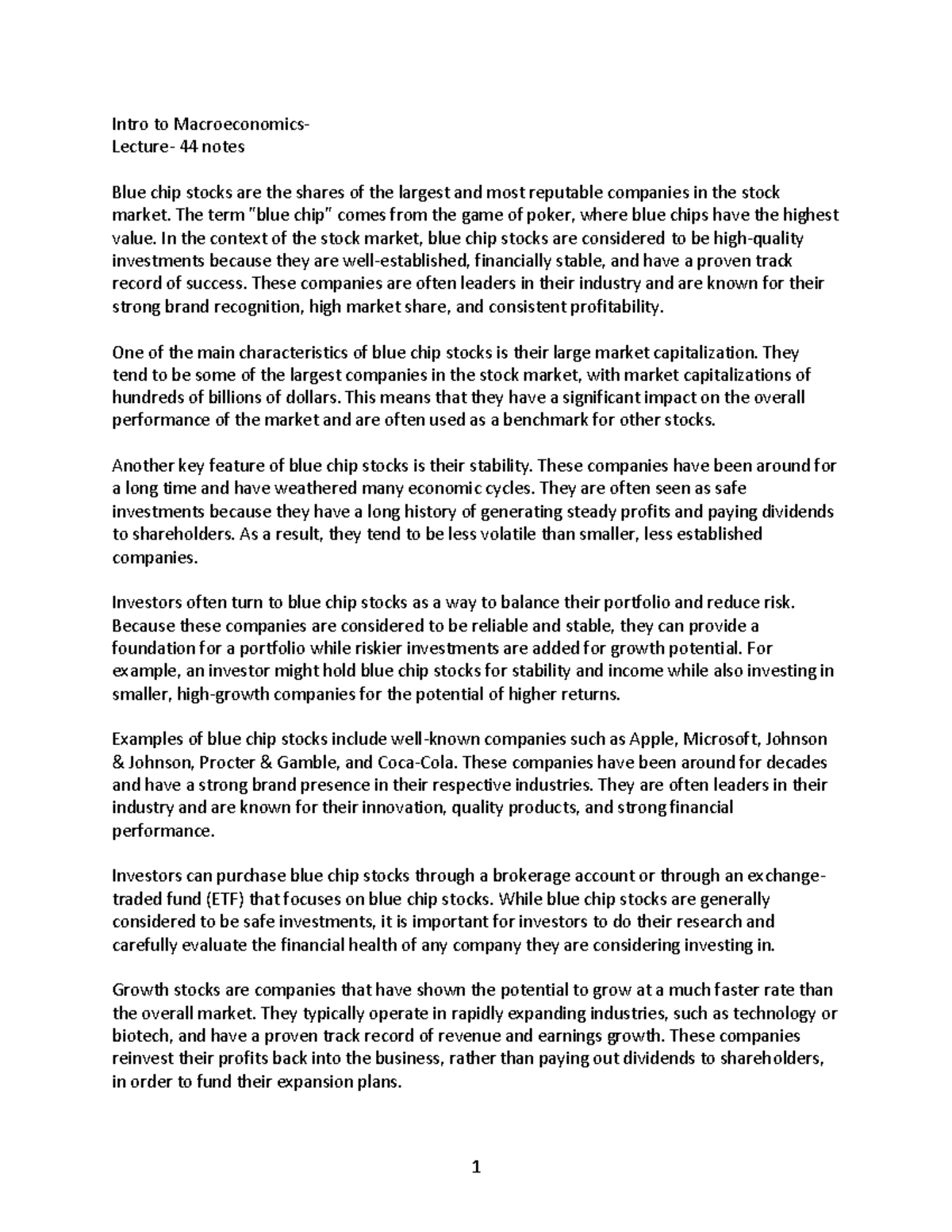 Intro To Macroeconomics Lecture 44 Notes 1 Intro To Macroeconomics Lecture 44 Notes Blue