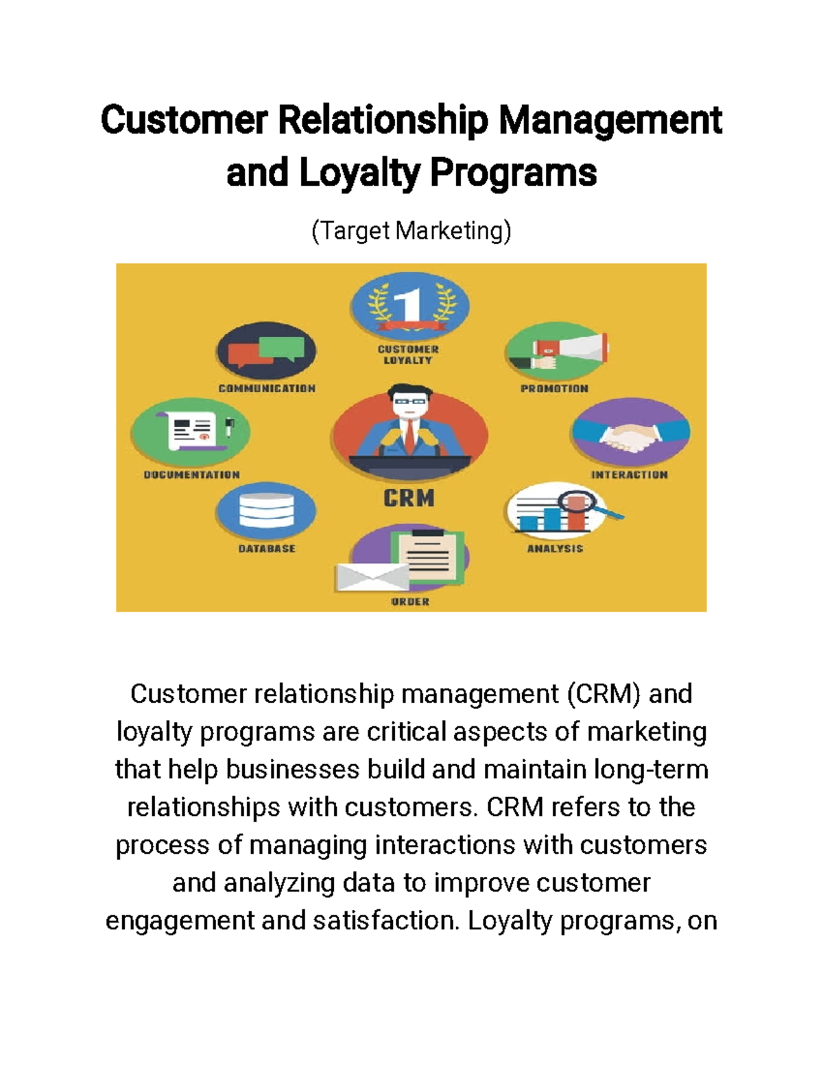 Customer Relationship Management and Loyalty Programs - Customer ...