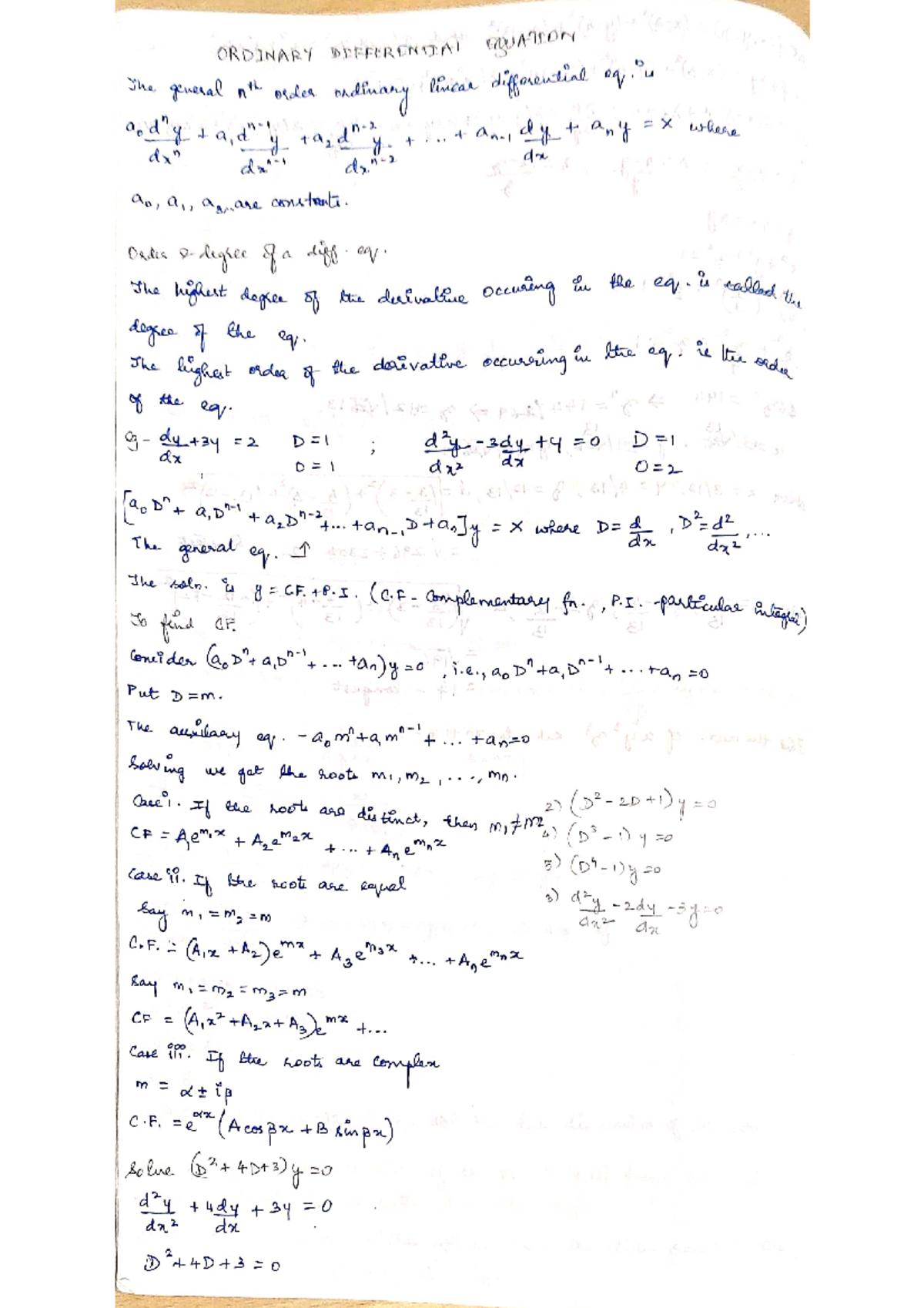 Unit 3 ODE - Unit3 - Mathematics I - Studocu