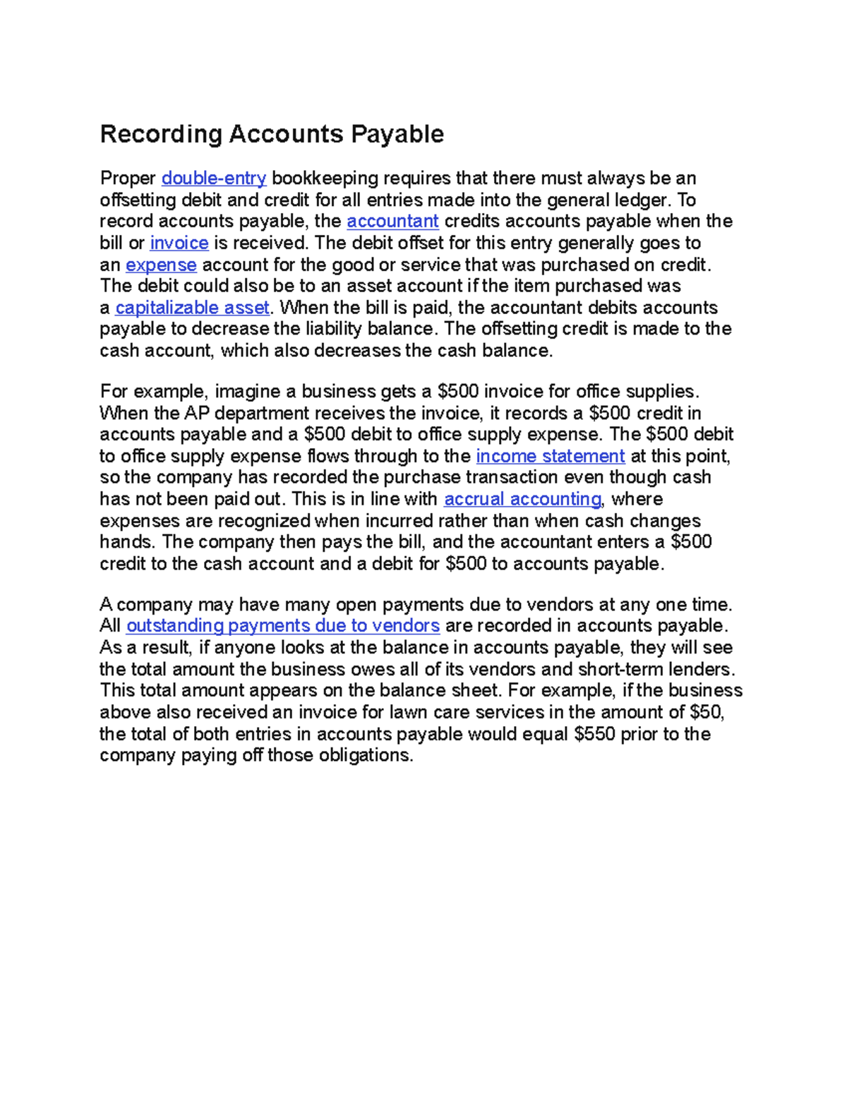 Recording Accounts Payable - Recording Accounts Payable Proper double ...