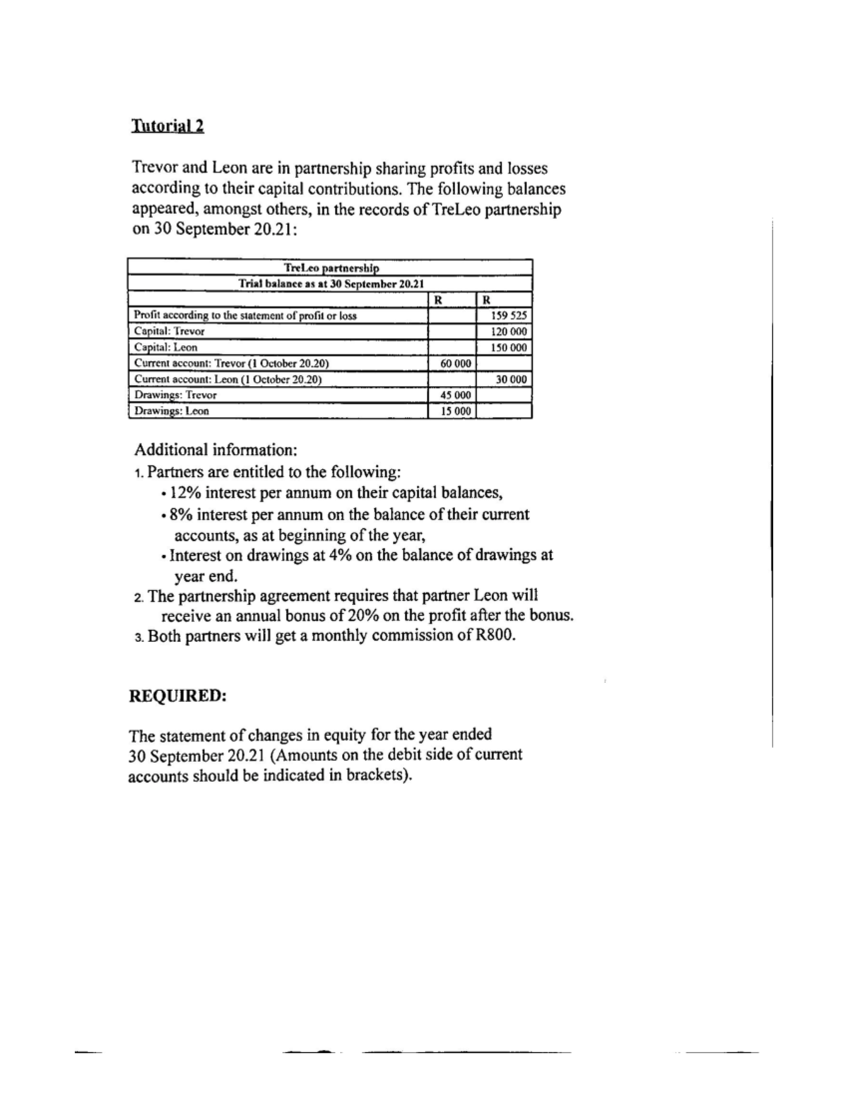 Tre Leo Partnership Extra Tutorial Question - Tutorial 2 Trevor and ...