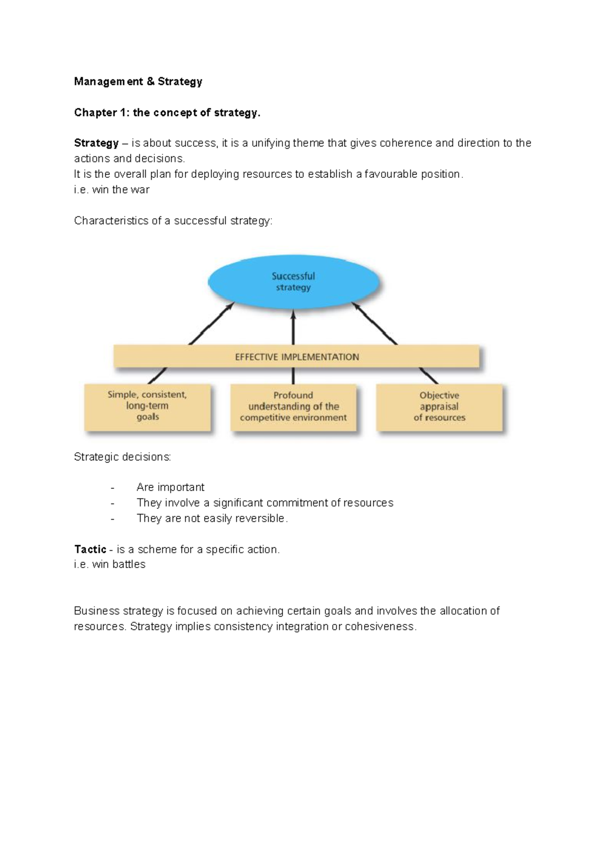 Management & Strategy - Chapter 1 & 2 - Management & Strategy Chapter 1 ...