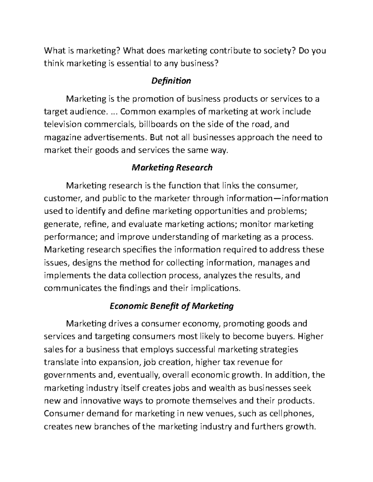 5 Paragraphs On Marketing - What is marketing? What does marketing ...