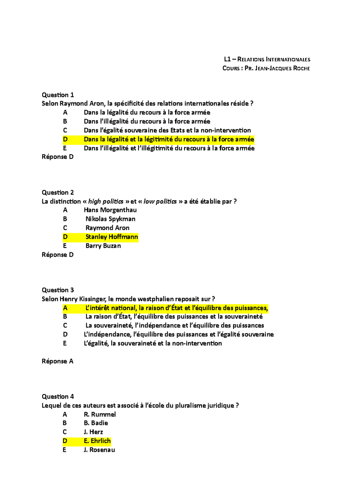 Exemple de questions/réponses - L1 – RELATIONS INTERNATIONALES COURS ...