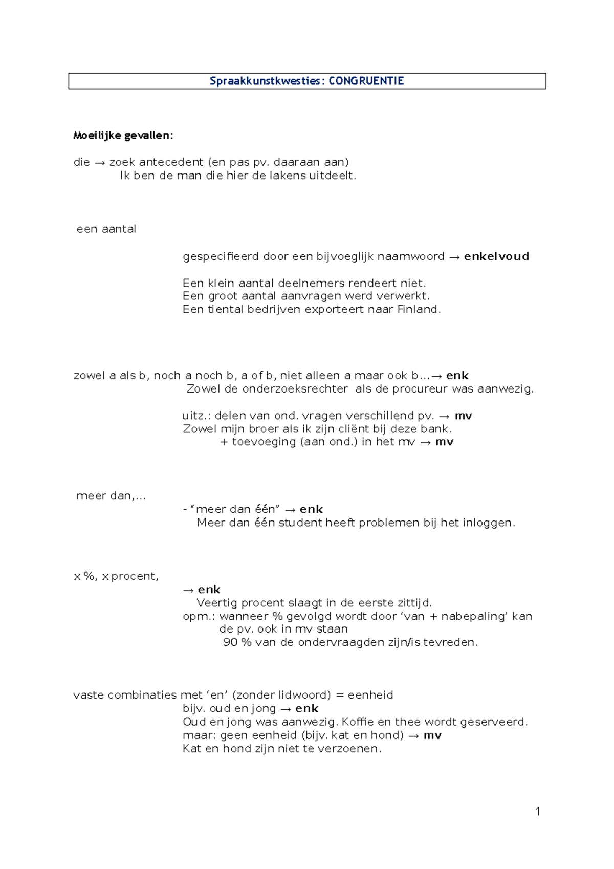 Congruentie rpr - Spraakkunstkwesties: CONGRUENTIE Moeilijke gevallen ...