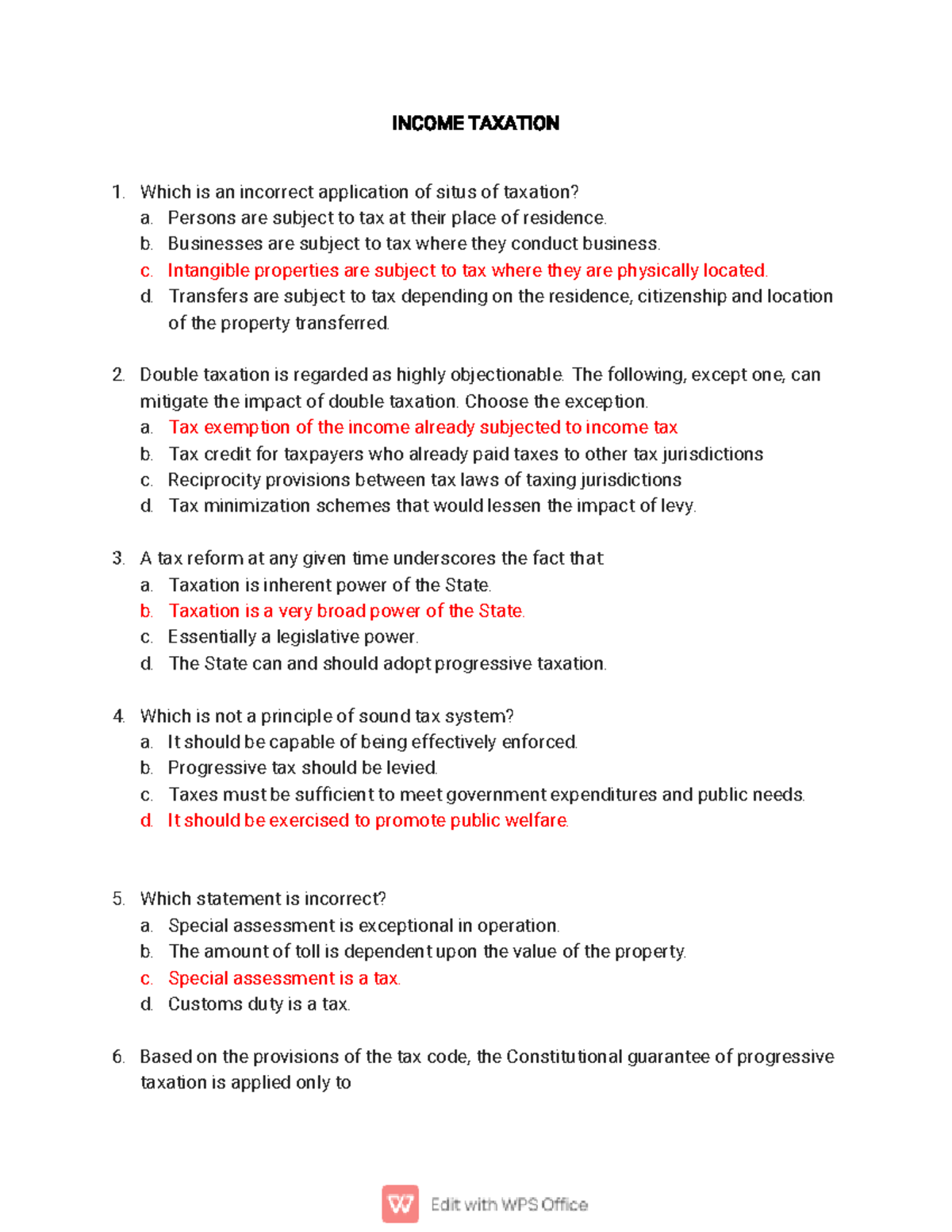 Income-Taxation practice materials - INCOME TAXATION Which is an ...