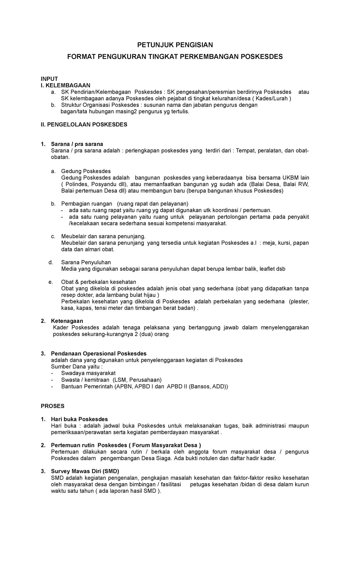 1.2. DO Telaah Poskesdes - PETUNJUK PENGISIAN FORMAT PENGUKURAN TINGKAT ...