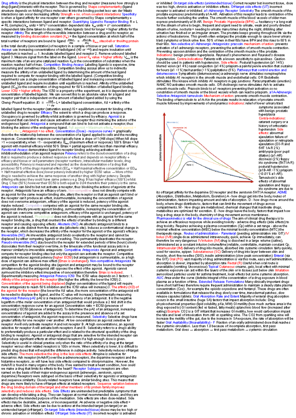 Pharmacy REF Sheet 2 - Week 2 - Drug affinity is the physical ...