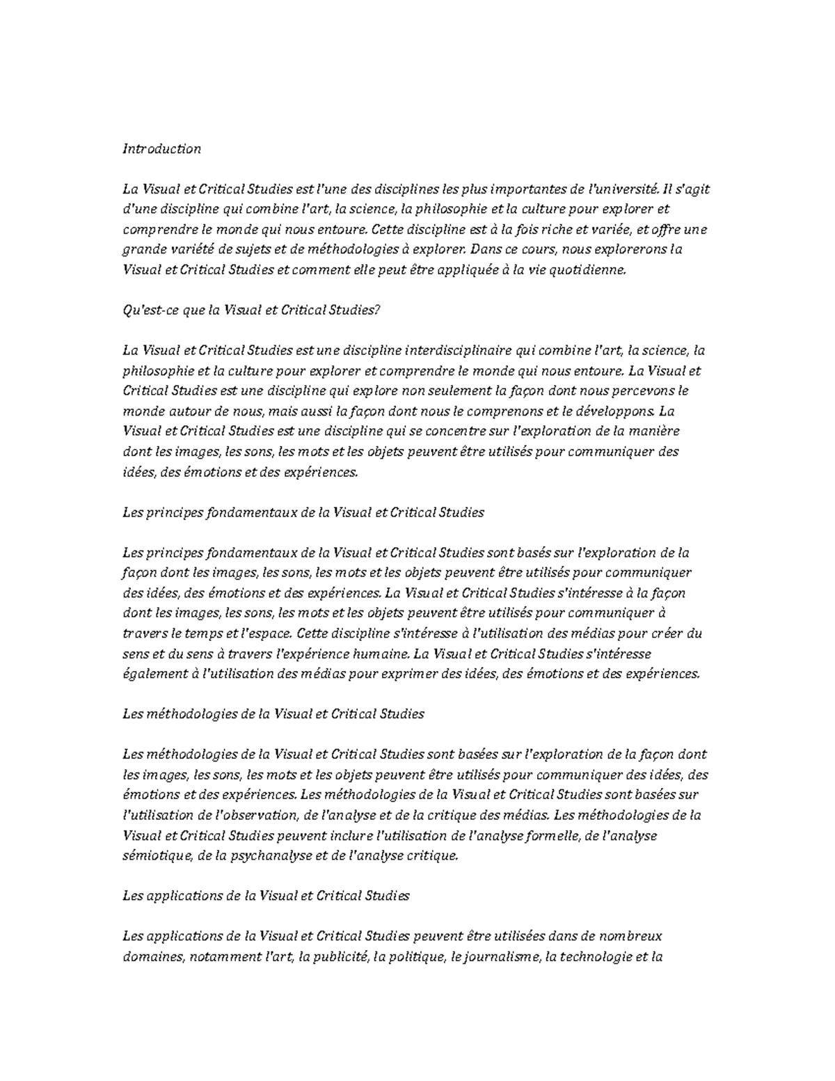 Visual and Critical Studies Study Notes - Introduction La Visual et ...