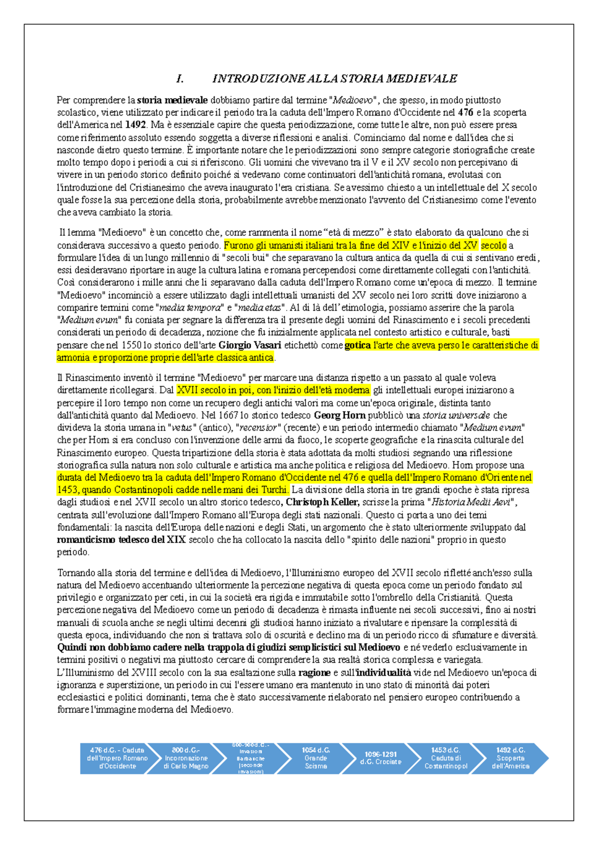 1. Introduzione alla storia medievale - I. INTRODUZIONE ALLA STORIA ...