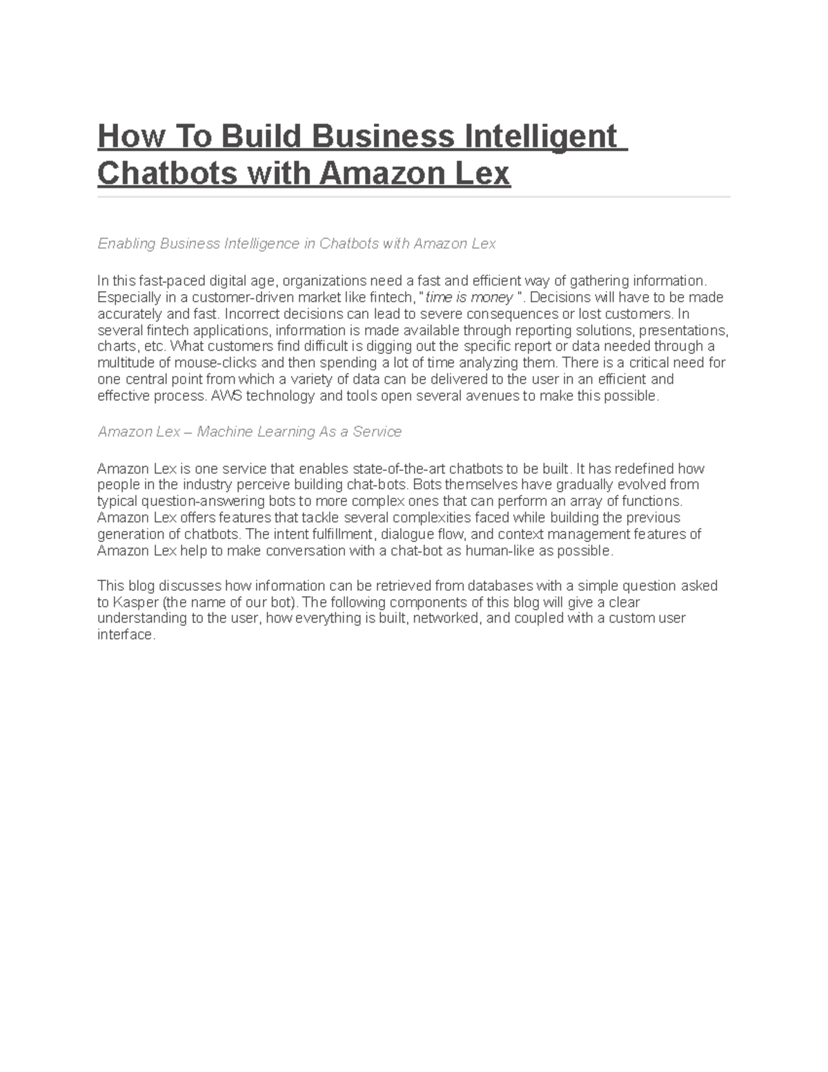 10.5 How To Build Business Intelligent Chatbots with Amazon Lex - How ...