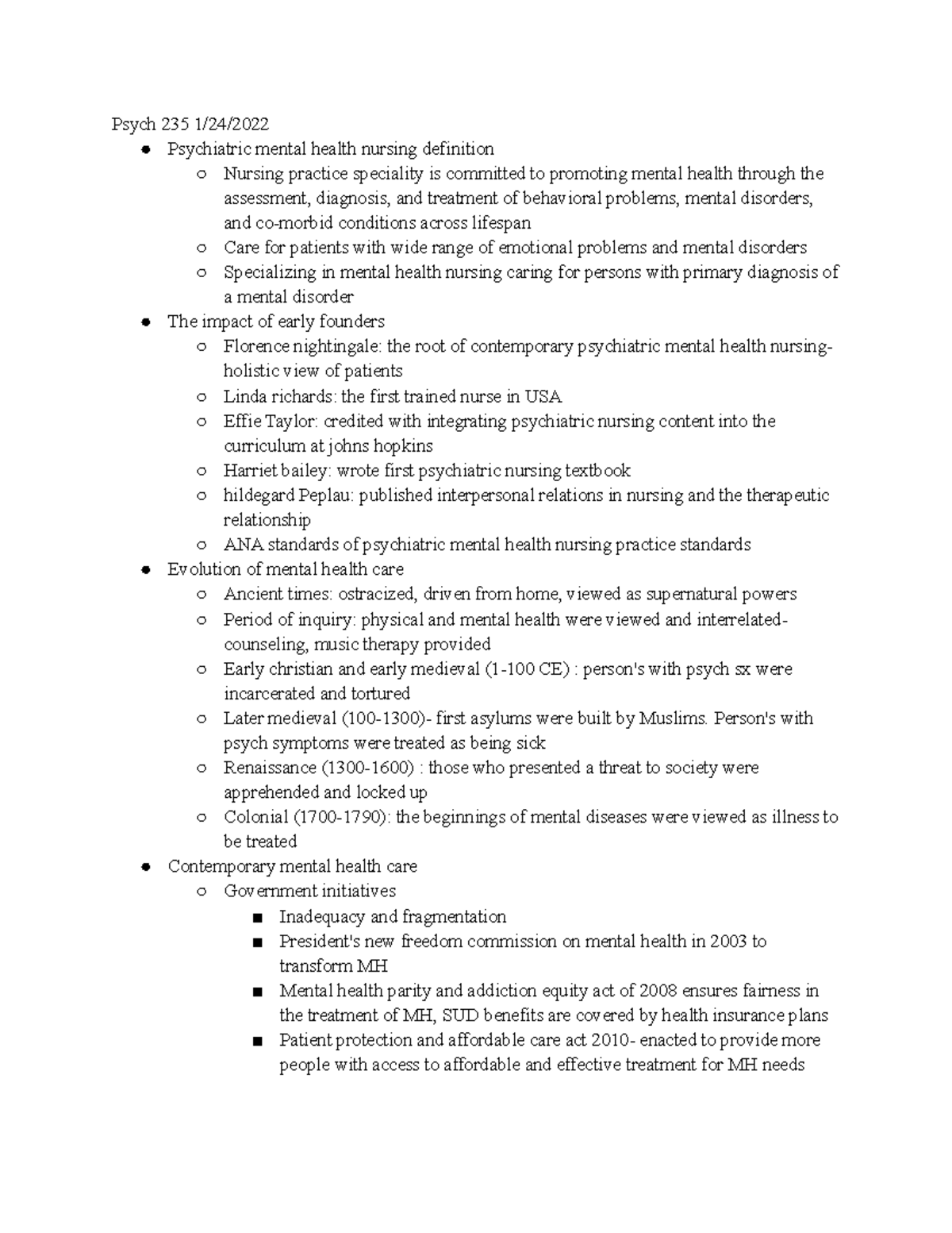 Psych 235 - Lecture notes from entire course - Psych 235 1/24 ...