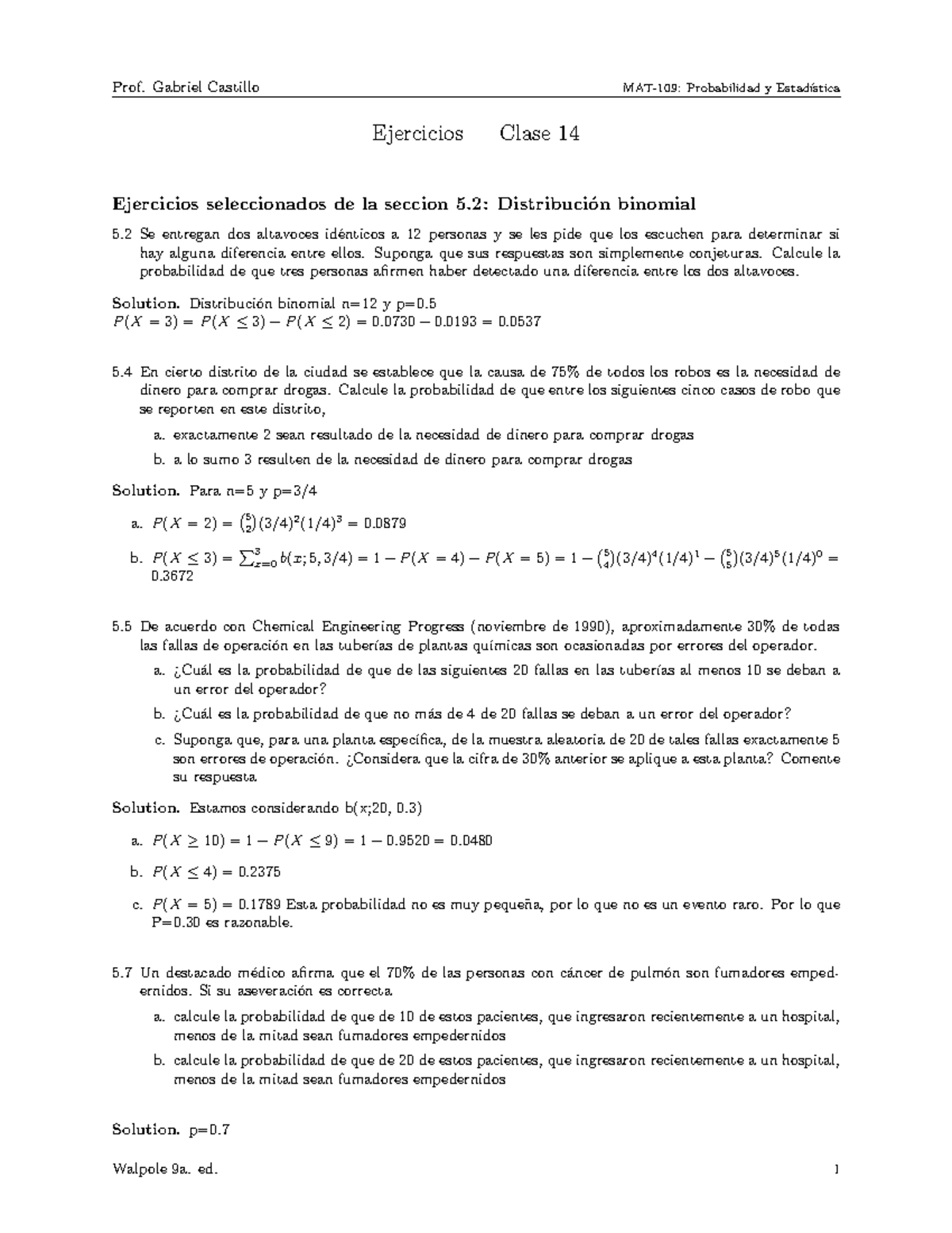 Class 14 - Prof. Gabriel Castillo MAT-109: Probabilidad y Estad ́ıstica ...