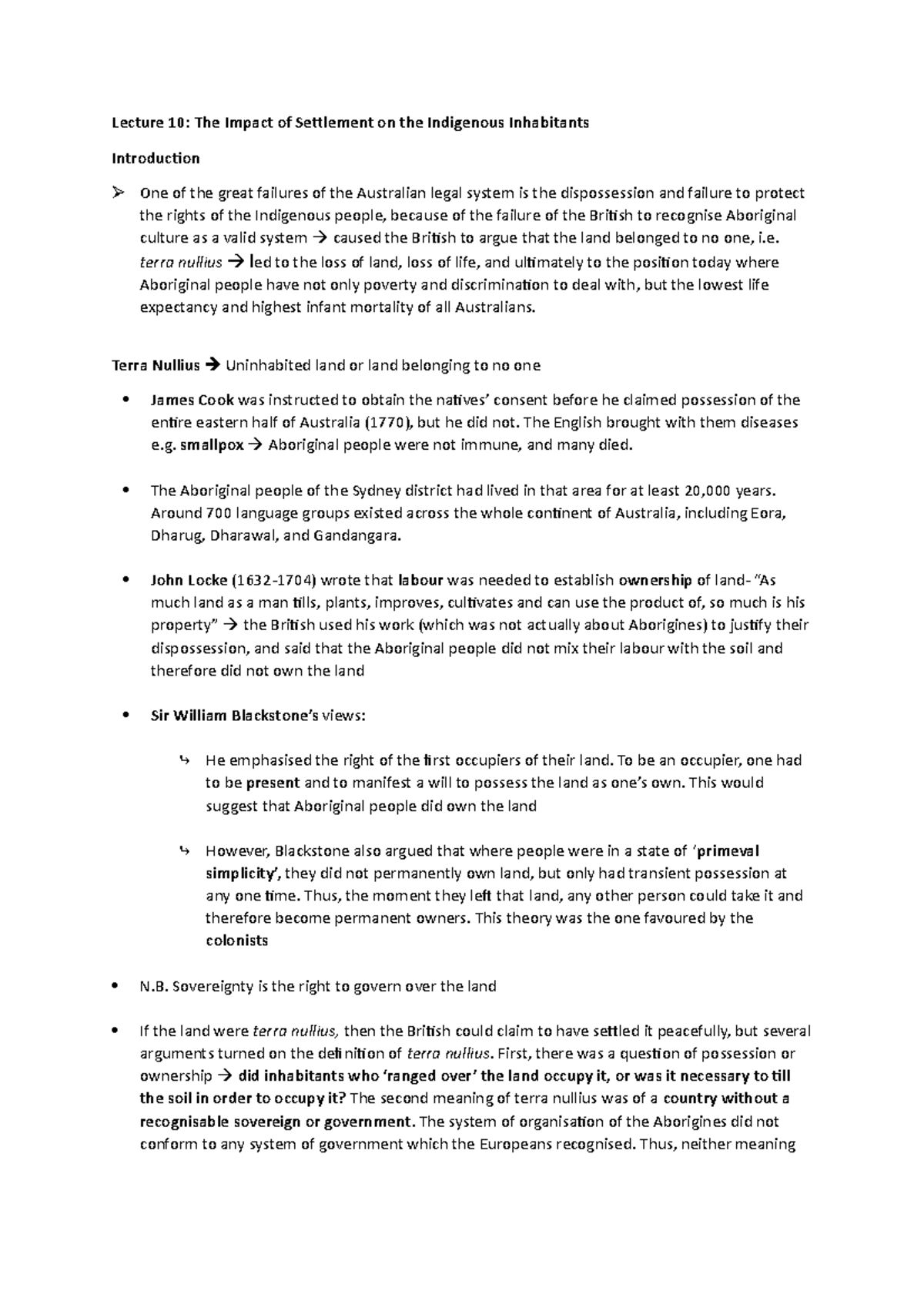Lecture 10 - LAWS1052 Class Notes - Lecture 10: The Impact of ...