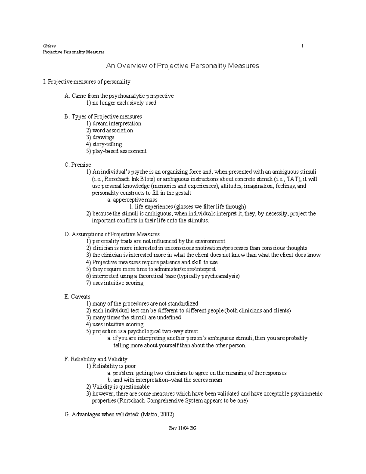 House tree person interpretation sheet - Projective Personality ...