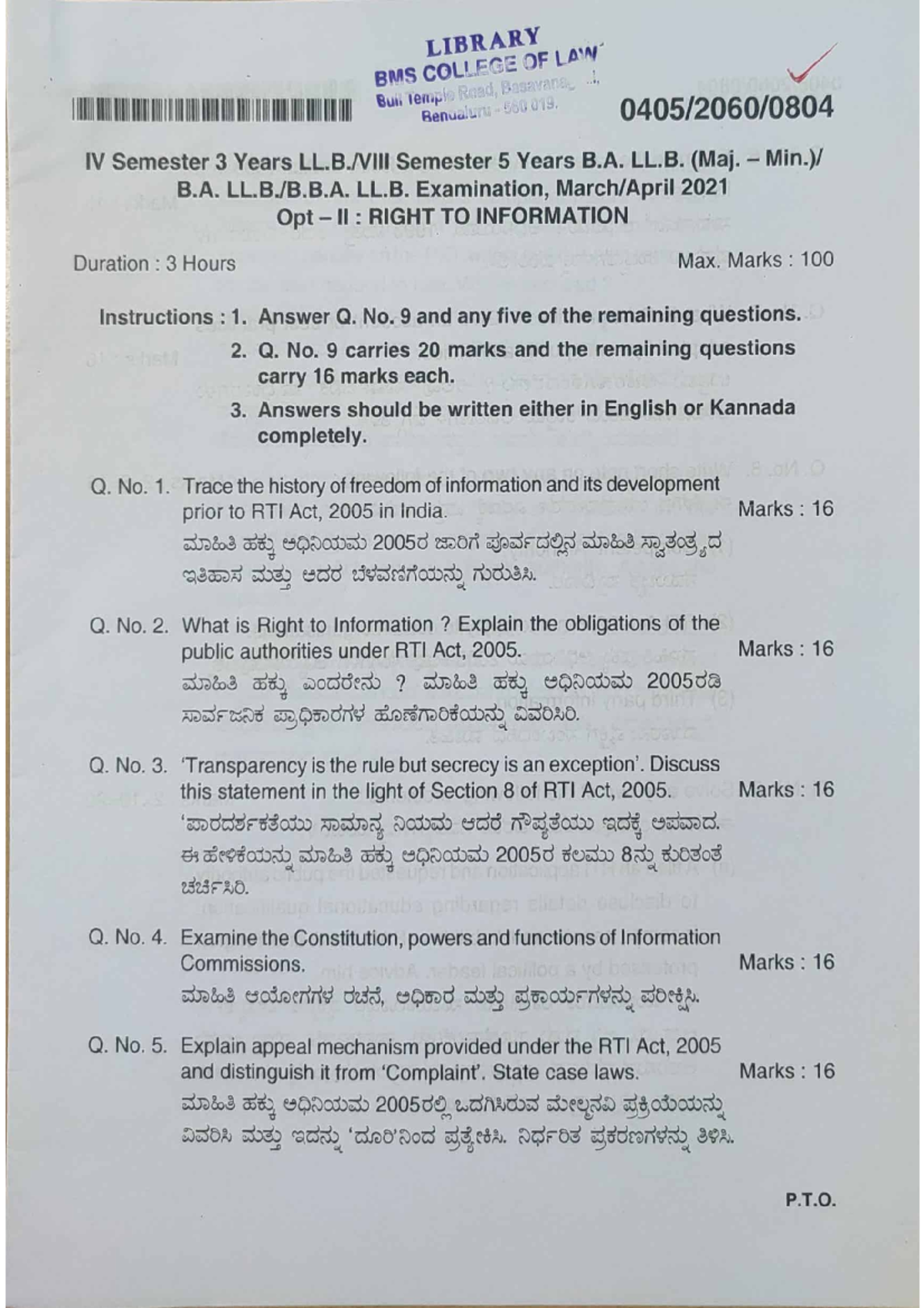 T Right Information Apr2021100-1 - OPT-II: Right to Information - Studocu