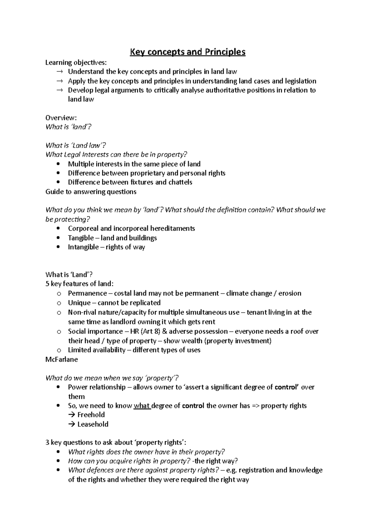 Key concepts and Principles of Land Law - Key concepts and Principles ...