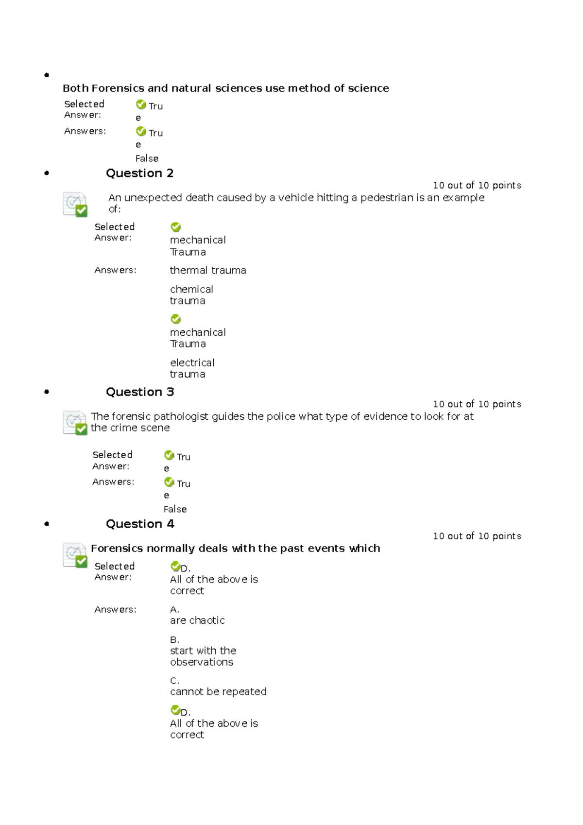 Exams Questions - Both Forensics and natural sciences use method of ...