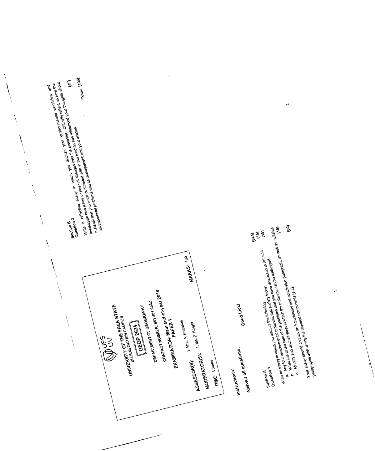 321Z3BJ 0016 Geyxw 0008JJ - Section B UFS Question 2 UV Write a ...