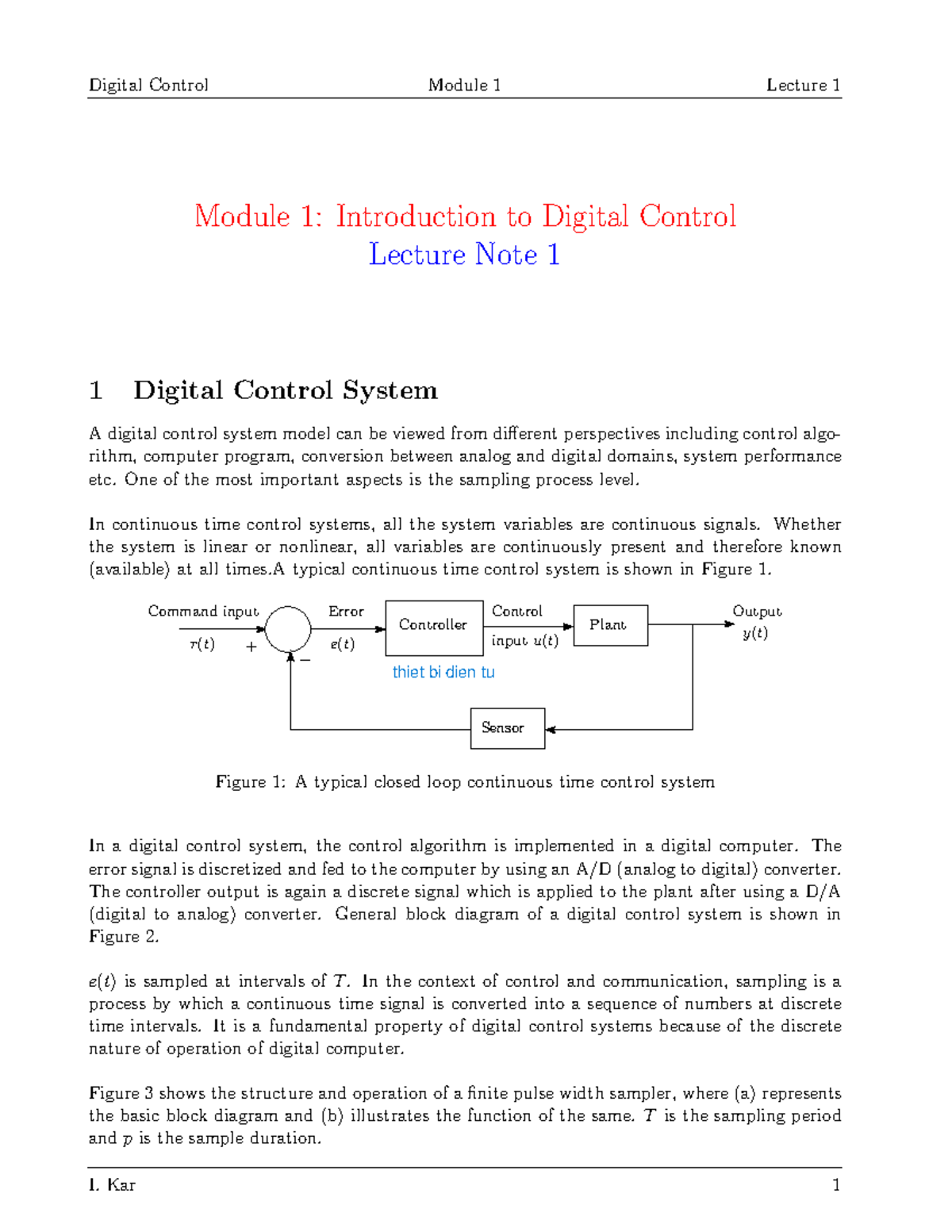 Digital control system - One of the most important aspects is the ...