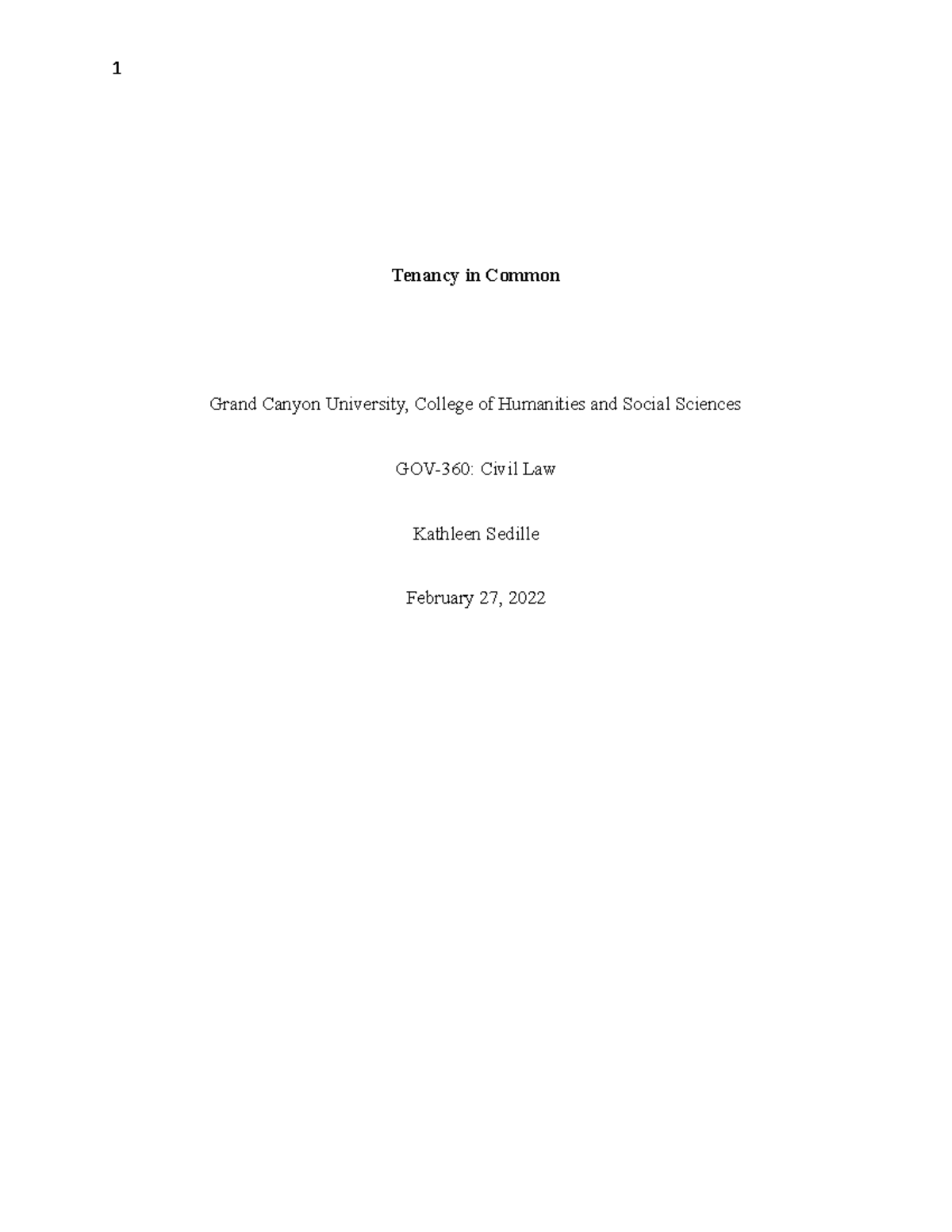 Tenancy in Common - Tenancy in Common Grand Canyon University, College ...