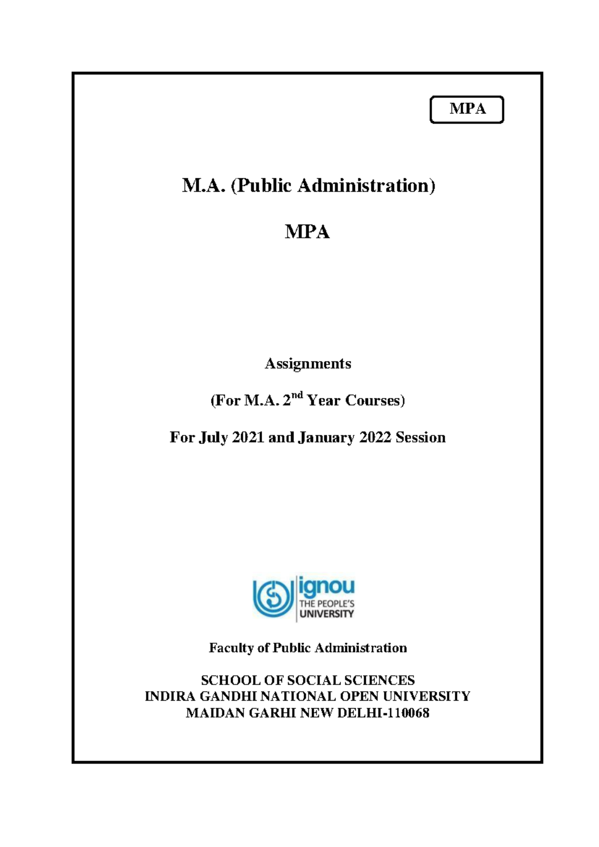 MPA 2nd Year (English) Assignments July 2021 and January 2022 - MPA M. (Public Administration ...
