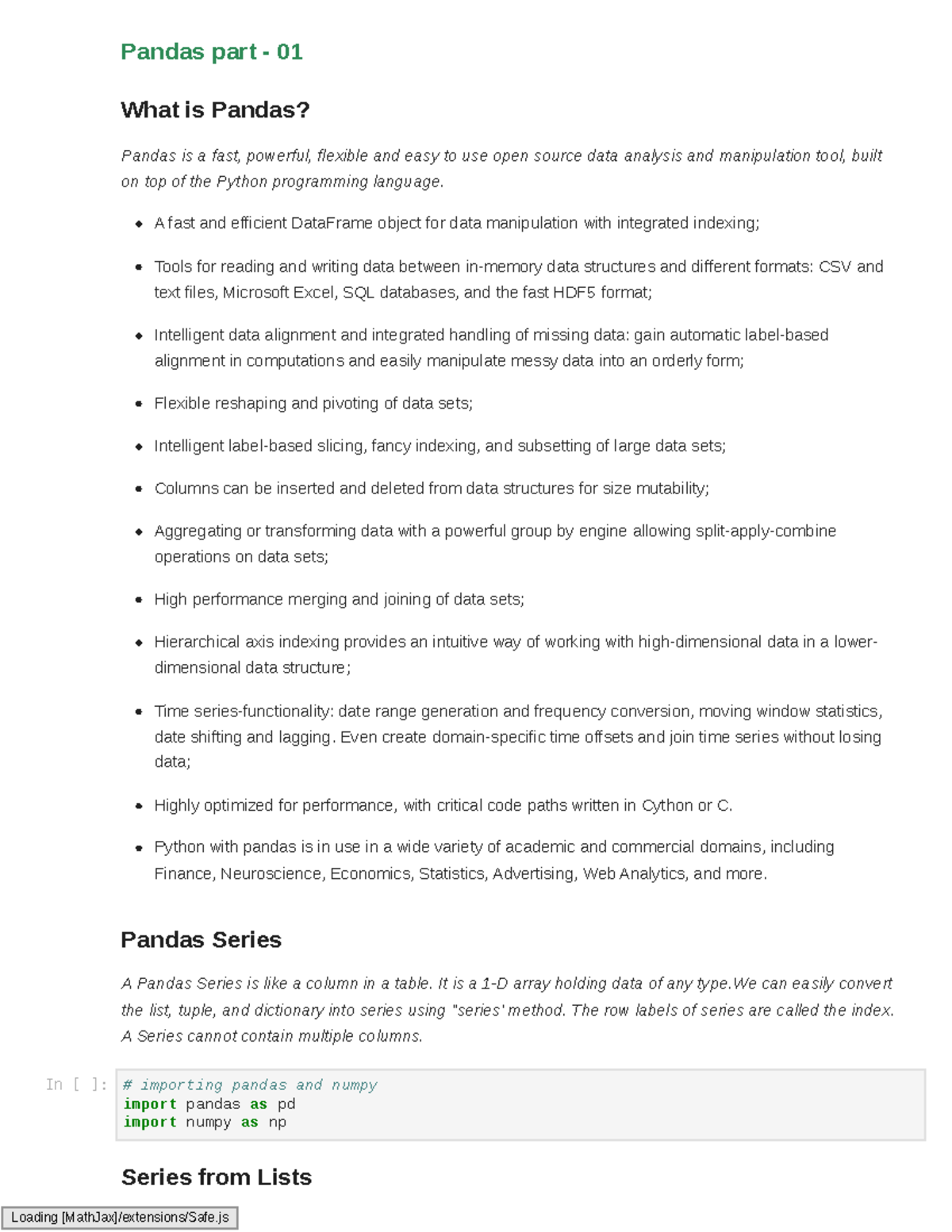 Pandas Part 01 Sdojsglnaon Pandas Part 01 What Is Pandas Pandas Is A Fast Powerful