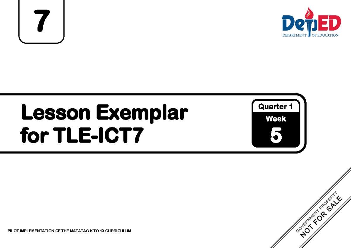 Lesson Exemplar TLE-ICT 7 Quarter 1 Week 5 - PILOT IMPLEMENTATION OF ...