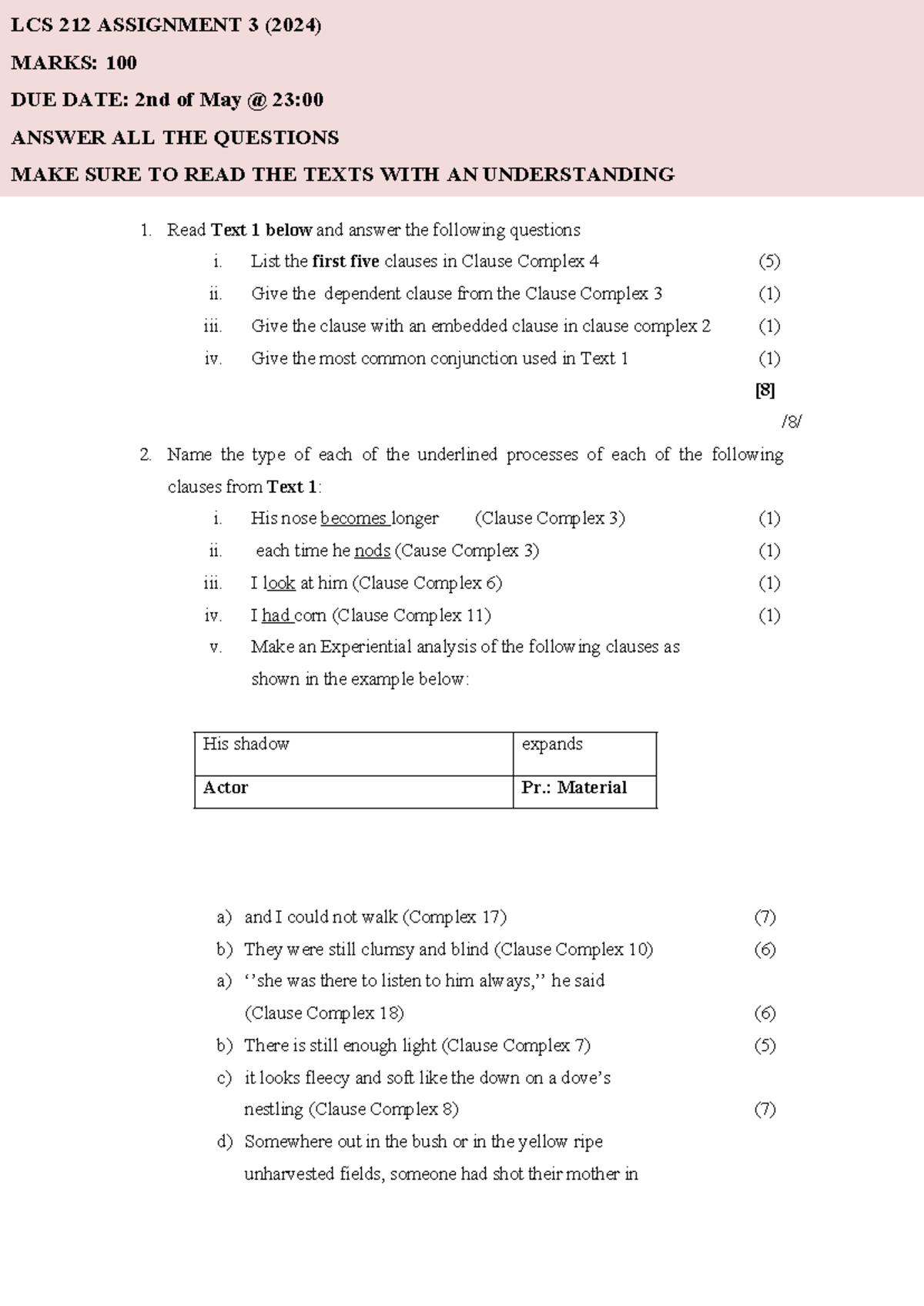 LCS 212 Assignment 3. 2024 - 1. Read Text 1 below and answer the ...
