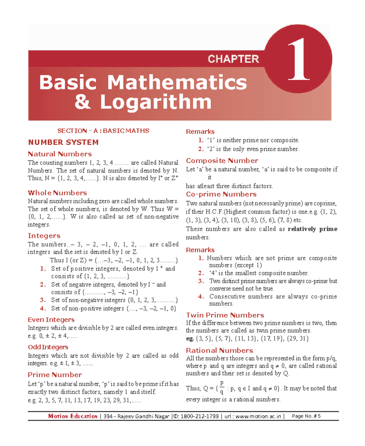 Maths jee - Summary Legal Method - SECTION - A : BASIC MATHS NUMBER ...