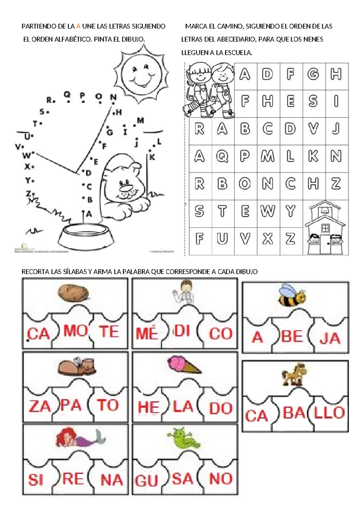 Ejercitación de refuerzo - matematica - PARTIENDO DE LA A UNE LAS LETRAS SIGUIENDO MARCA EL ...