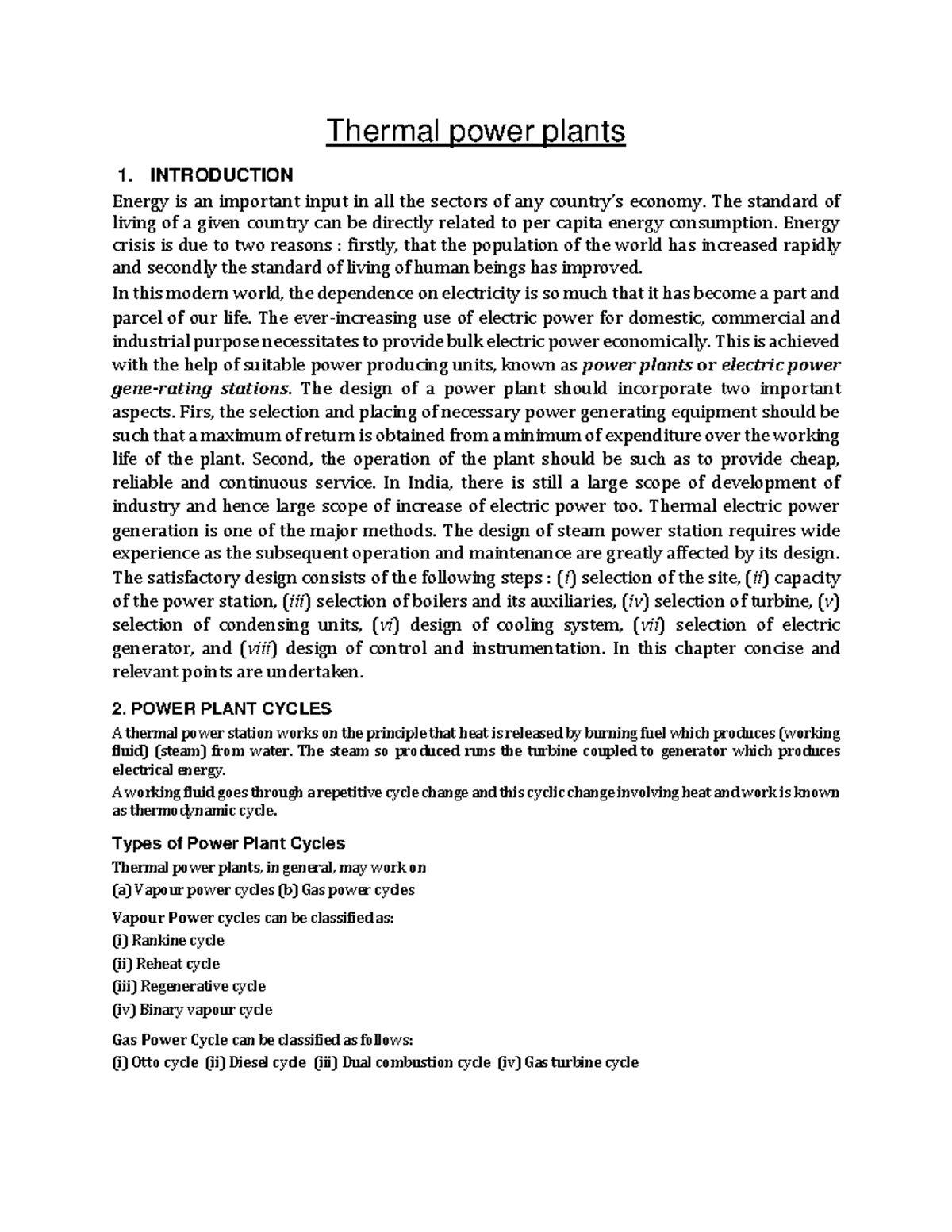Thermal power plant engg. detailed notes - Thermal power plants 1 ...