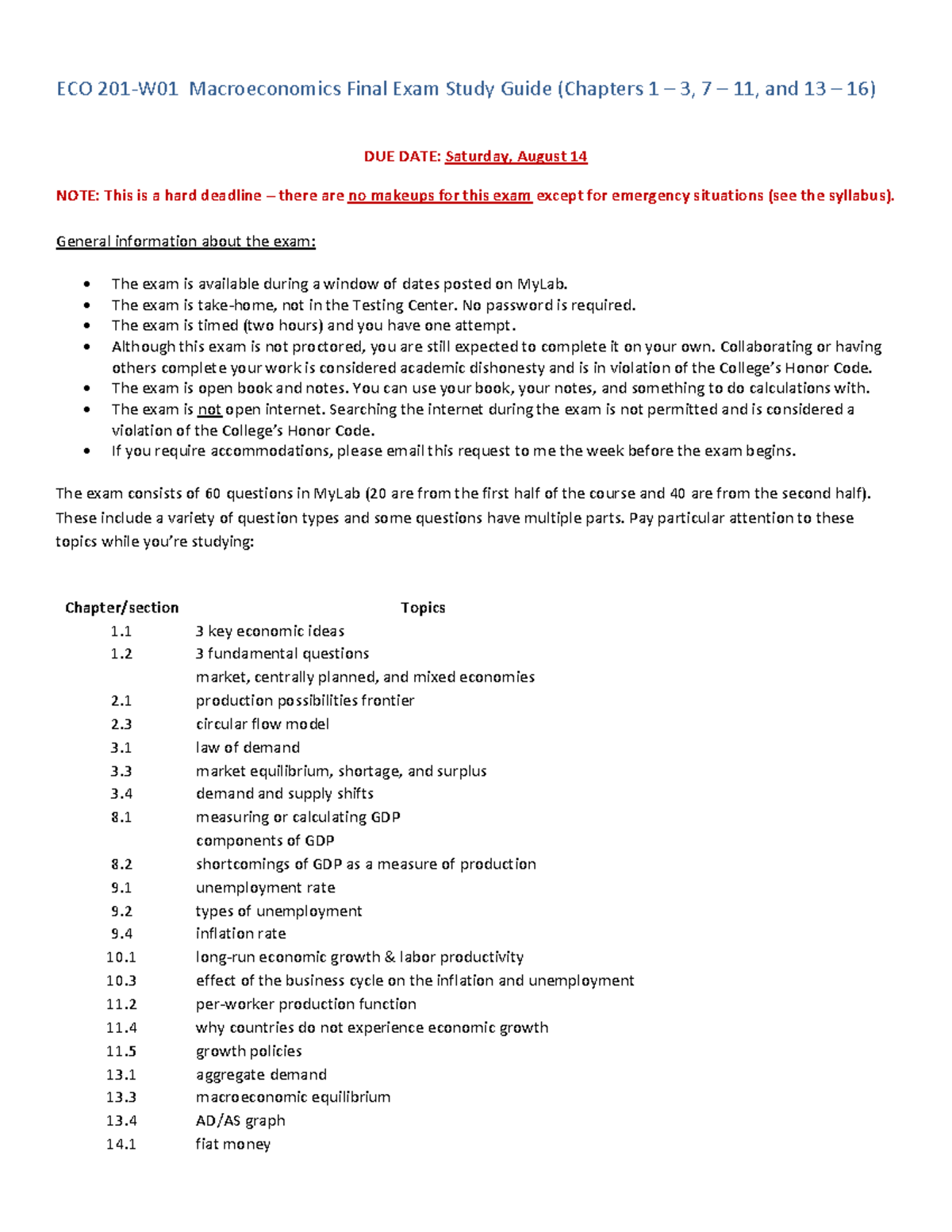 ECO 201-W01 Final Exam Study Guide SU21 - ECO 201-W01 Macroeconomics ...