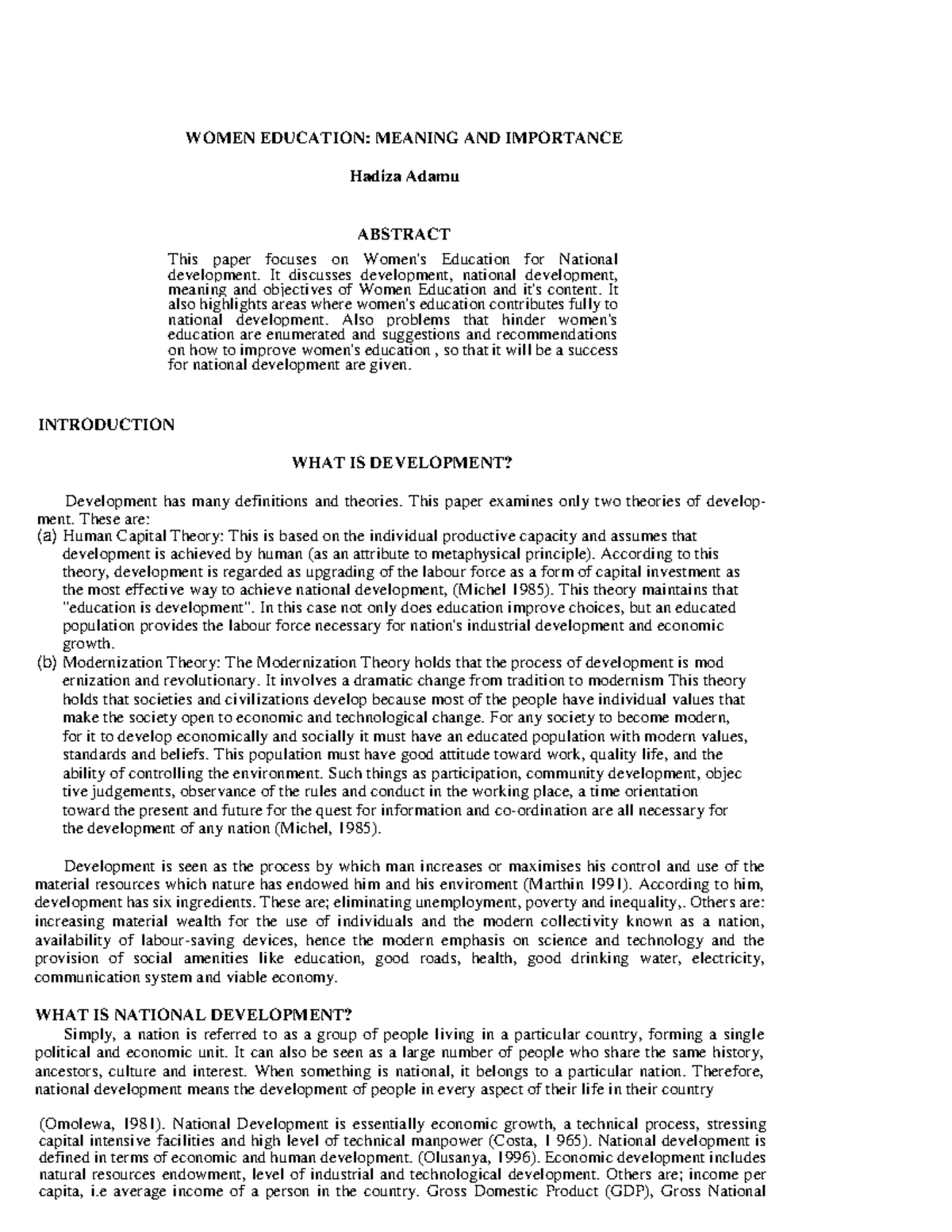 Hadiza - Assignment for an upcoming funding project - WOMEN EDUCATION ...