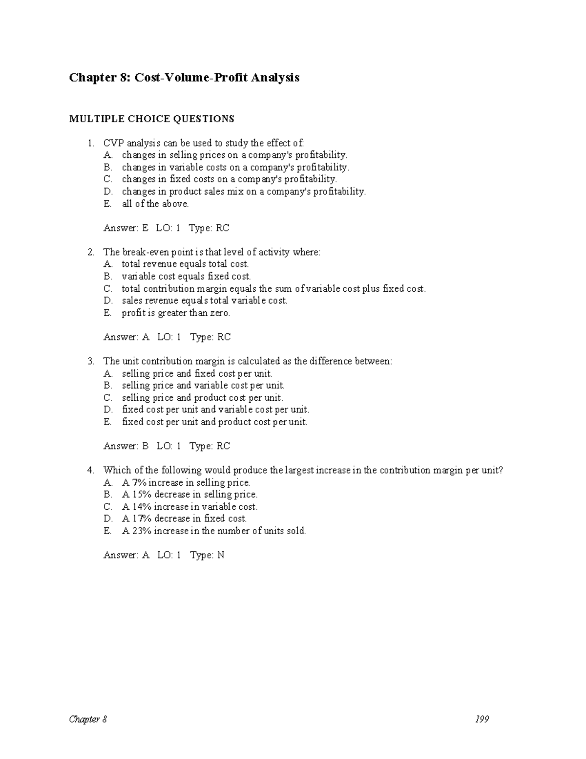 221756249 Chapter 08 Cost Volume Profit Analysis Chapter 8 Cost