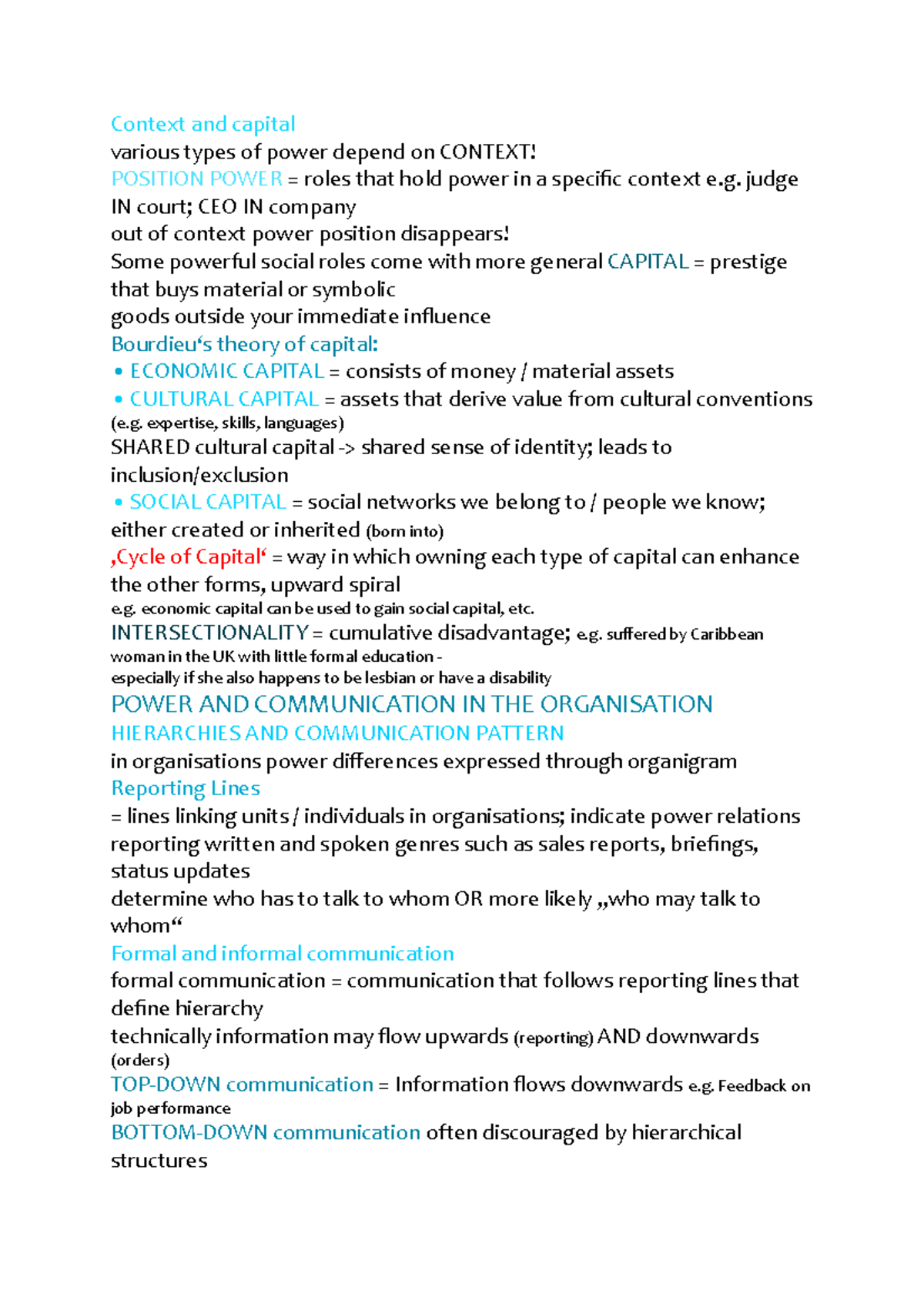 Context and capital - Lecture notes IB notes - Context and capital ...
