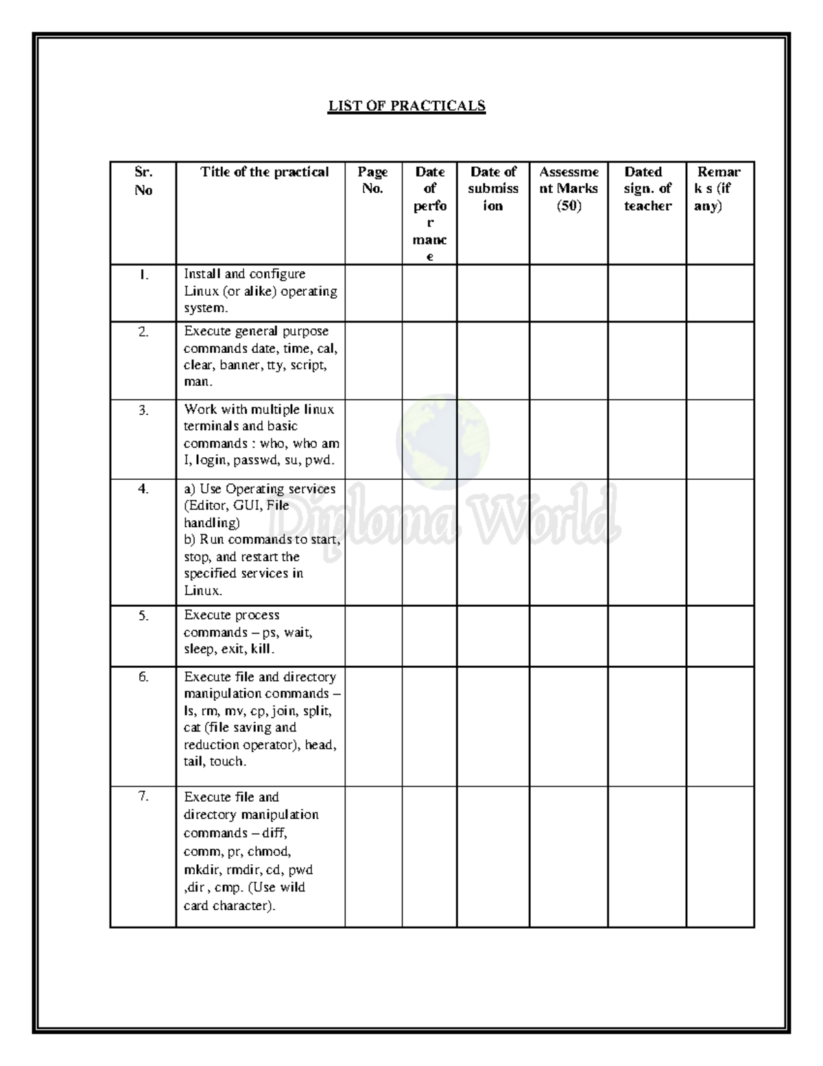 OSY Solved Manual @Diploma world - LIST OF PRACTICALS Sr. No Title of the practical Page No ...