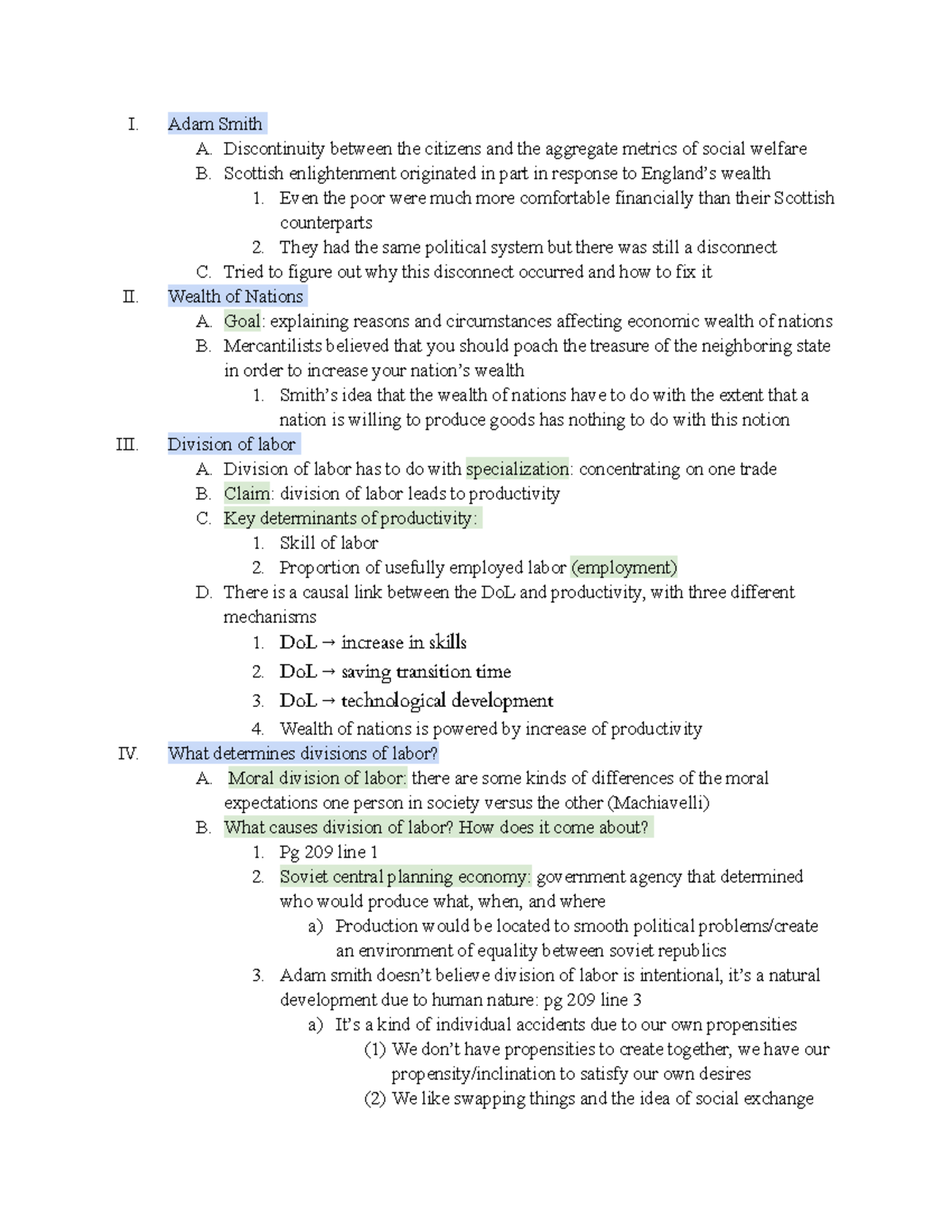Adam Smith - reading notes - I. Adam Smith A. Discontinuity between the ...