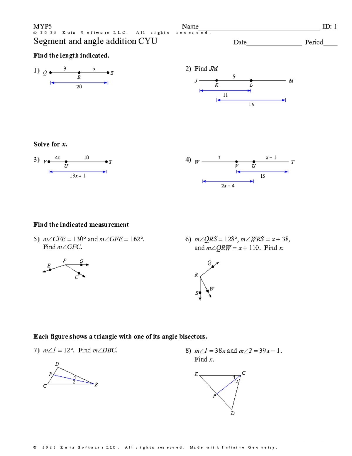 Segment and Angle Addition CYU - ©w N 2 S 0 T 2 X 3 G JKDuBtBao ...