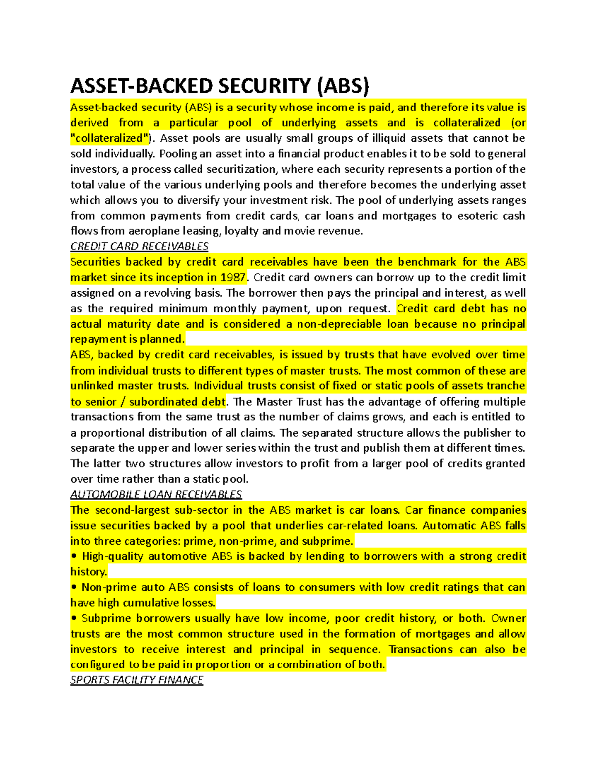 ABS MBS - Số liệu ngân hàng - ASSET-BACKED SECURITY (ABS) Asset-backed security (ABS) is a ...