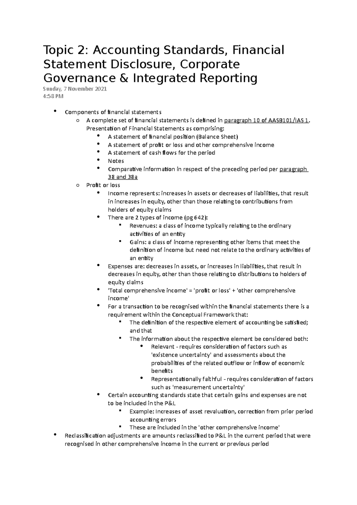Topic 2 Accounting Standards, Financial Statement Disclosure, Corporate ...