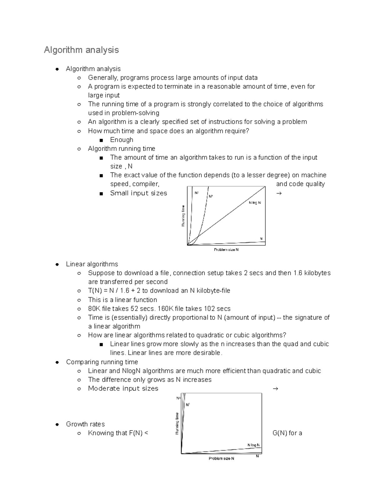 Week 3 lecture notes - Parker - Algorithm analysis Algorithm analysis ...