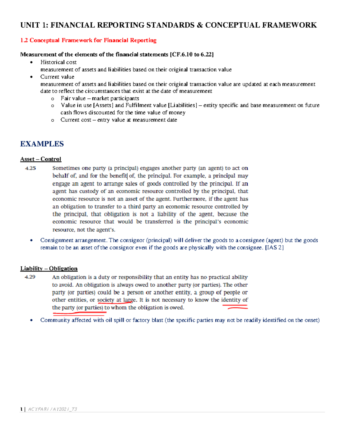Acyfar 1 Unit 1.2 Conceptual Framework for Financial Reporting - 1 | ACYFAR1 / AY2021_T UNIT 1 ...
