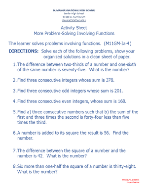 Activity Sheet-Operations on Functions - DUMANGAS NATIONAL HIGH SCHOOL ...
