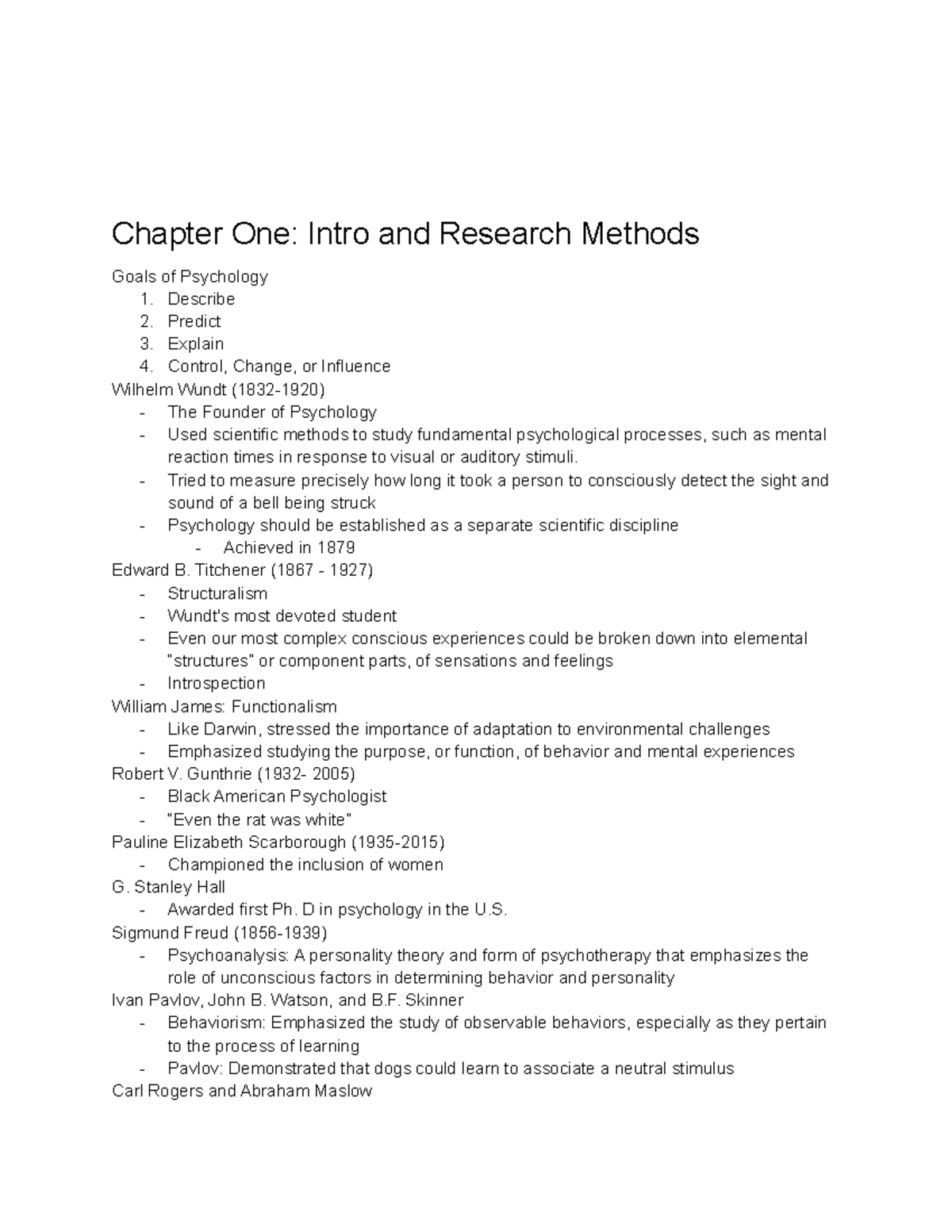 All Psych Textbook Notes Midterm - Chapter One: Intro and Research ...