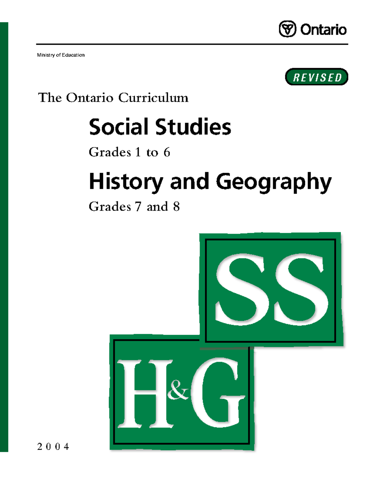 Curriculum - social studies 1-6 history geography 7-8 - The Ontario ...